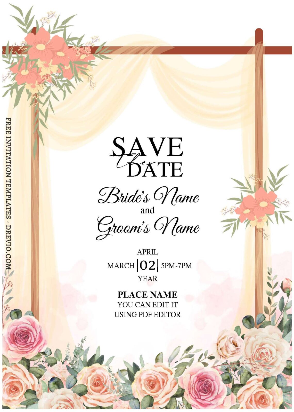 (Free Editable PDF) Splendid Floral Arch Frame Wedding Invitation Templates