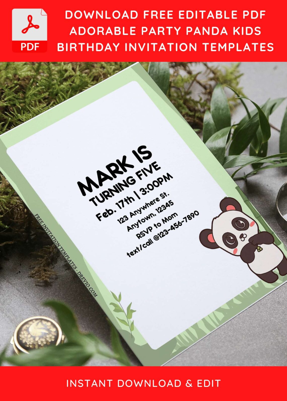 (Free Editable PDF) Adorable Baby Panda Birthday Invitation Templates