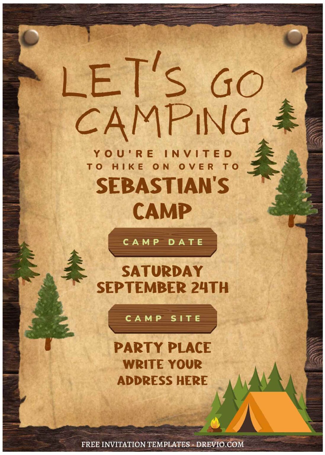 (Free Editable PDF) Wood Camp Birthday Invitation Templates