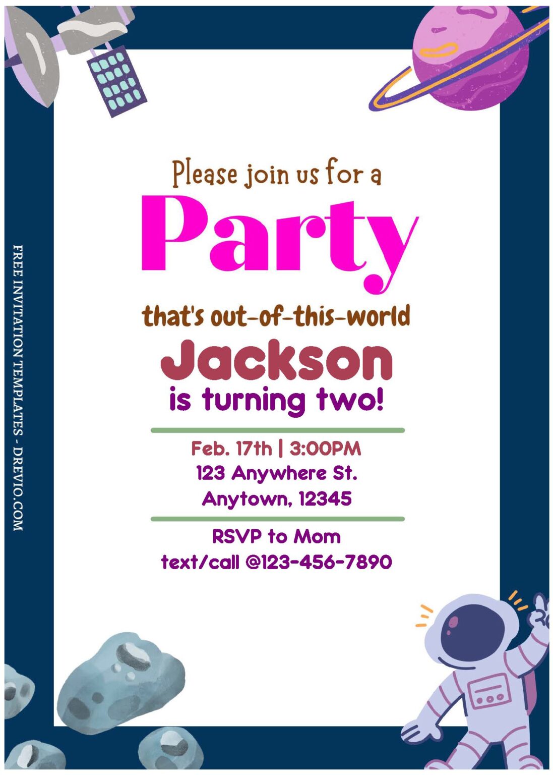 (Free Editable PDF) Far-Out Outer Space Themed Birthday Invitation ...