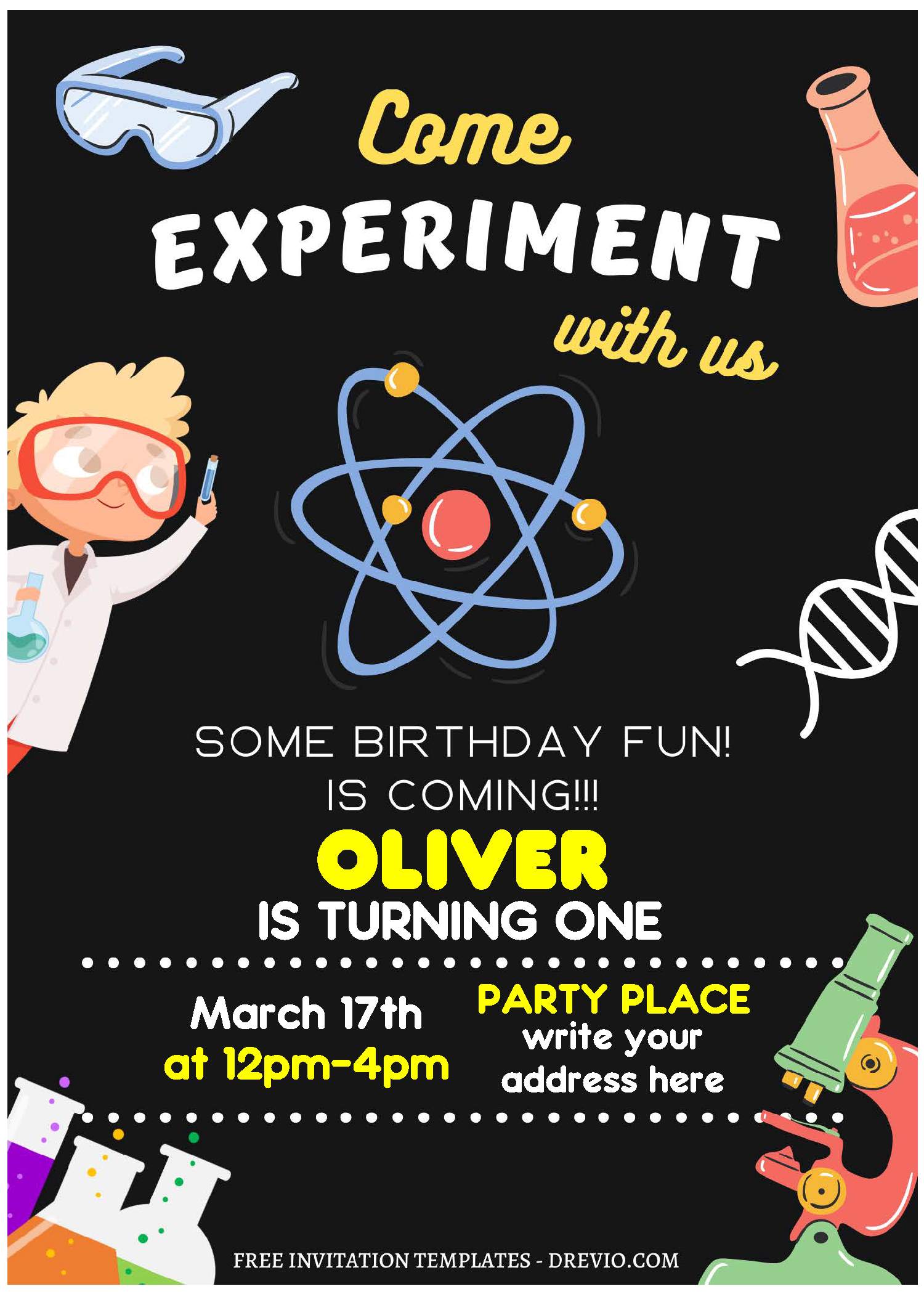 (Free Editable PDF) Little Scientist Birthday Invitation Templates