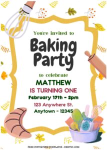 (Free Editable PDF) Adorable Baking Themed Birthday Invitation Templates