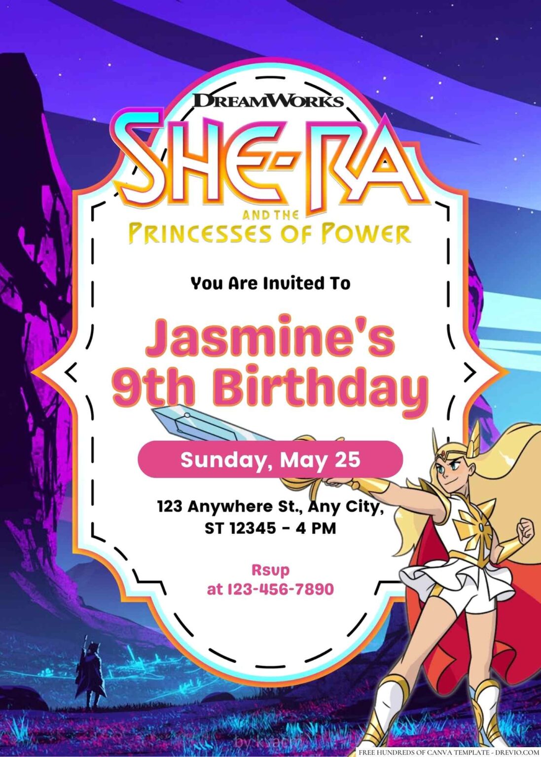 18+ She-Ra Canva Birthday Invitation Templates