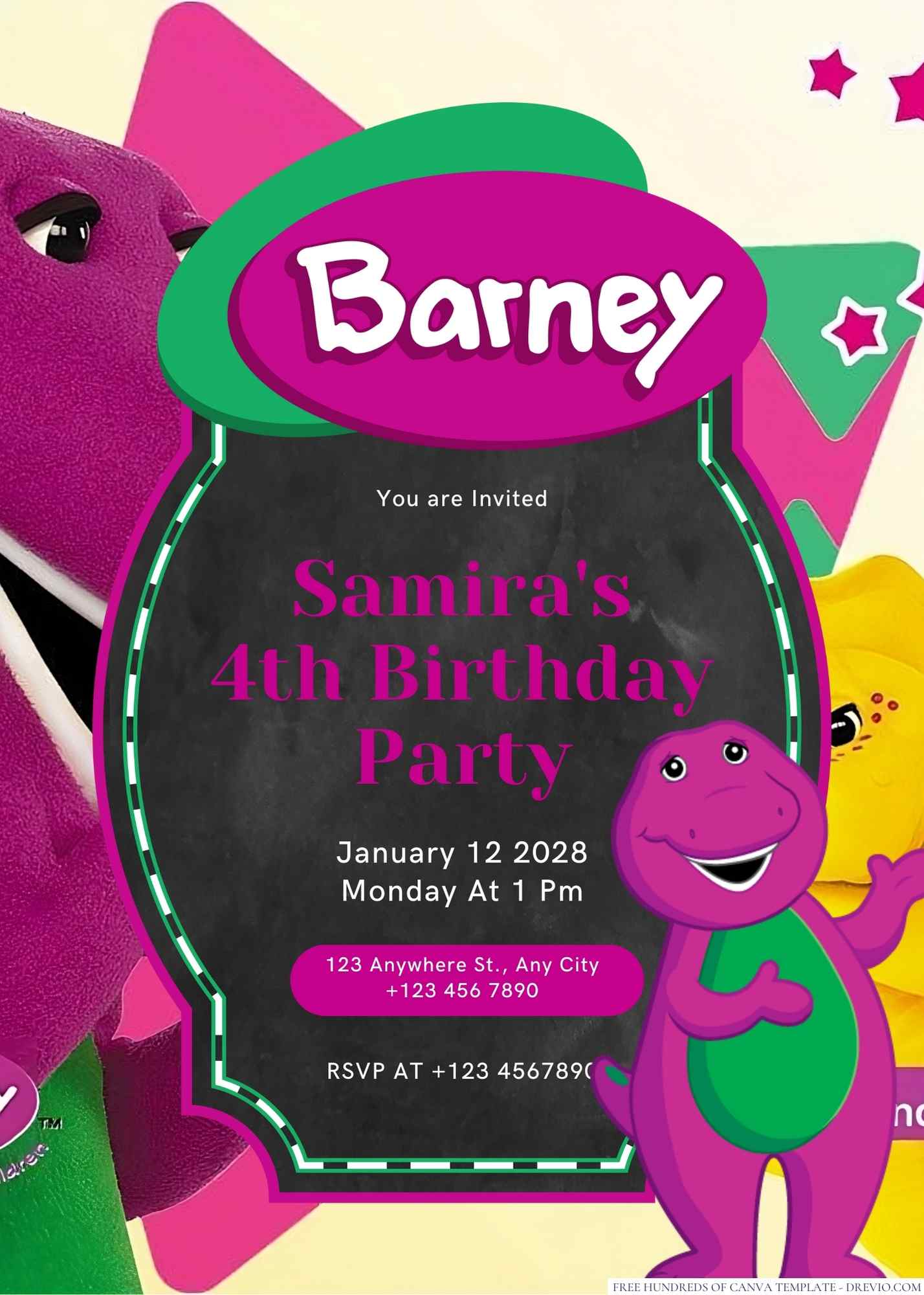18+ Barney and Friends Canva Birthday Invitation Templates