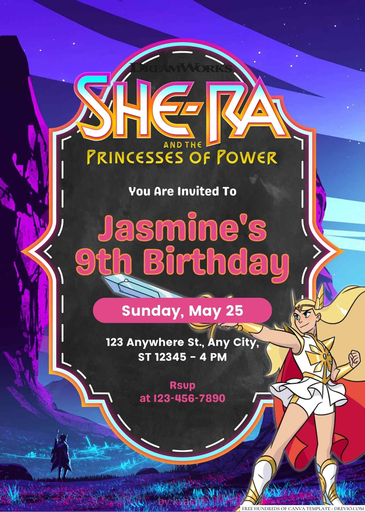 18+ She-Ra Canva Birthday Invitation Templates
