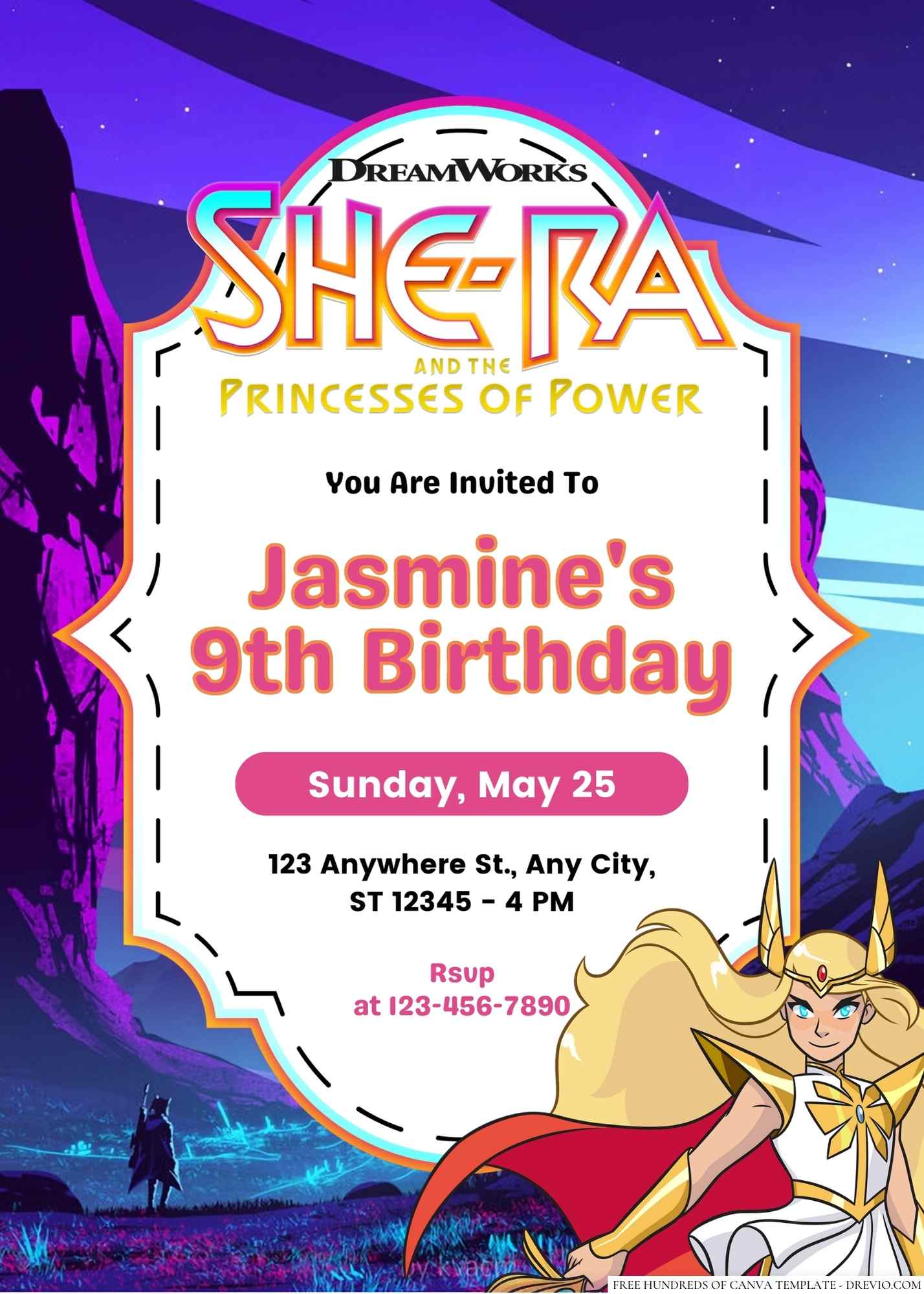 18+ She-Ra Canva Birthday Invitation Templates
