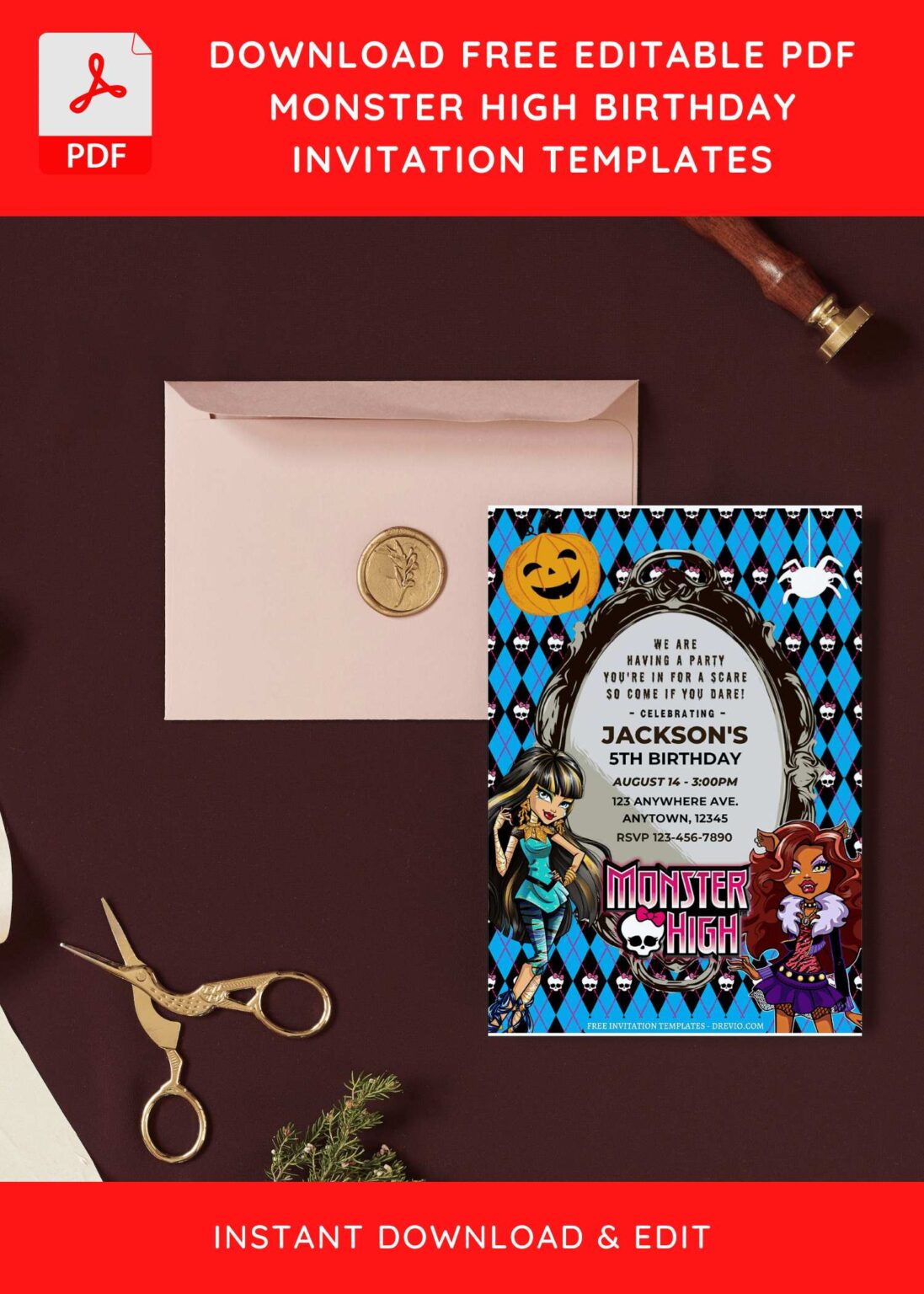 (Free Editable PDF) Monster High Birthday Invitation Templates