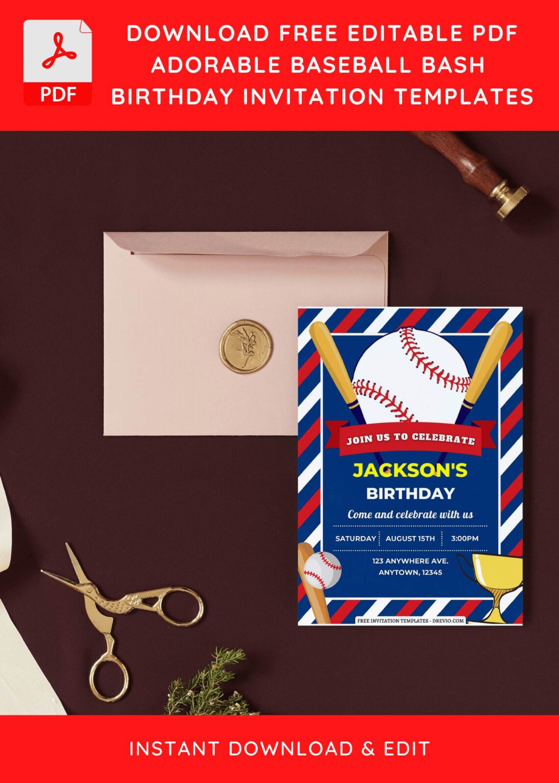 (Free Editable PDF) Baseball MVP Birthday Invitation Templates