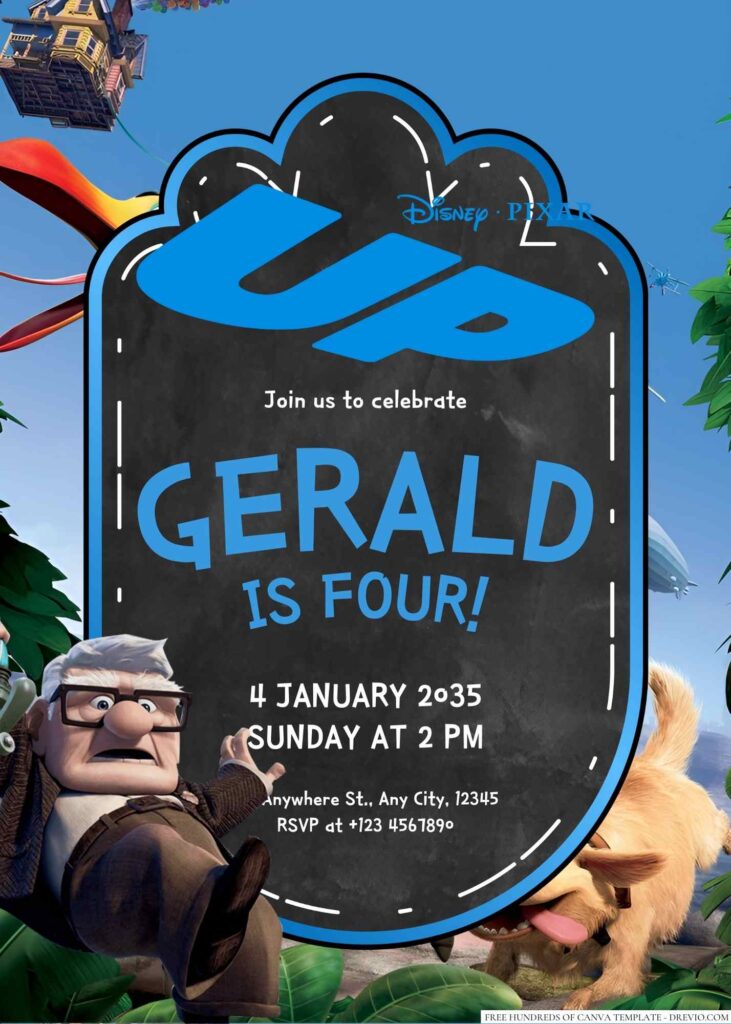 18+ Disney's Up Canva Birthday Invitation Templates