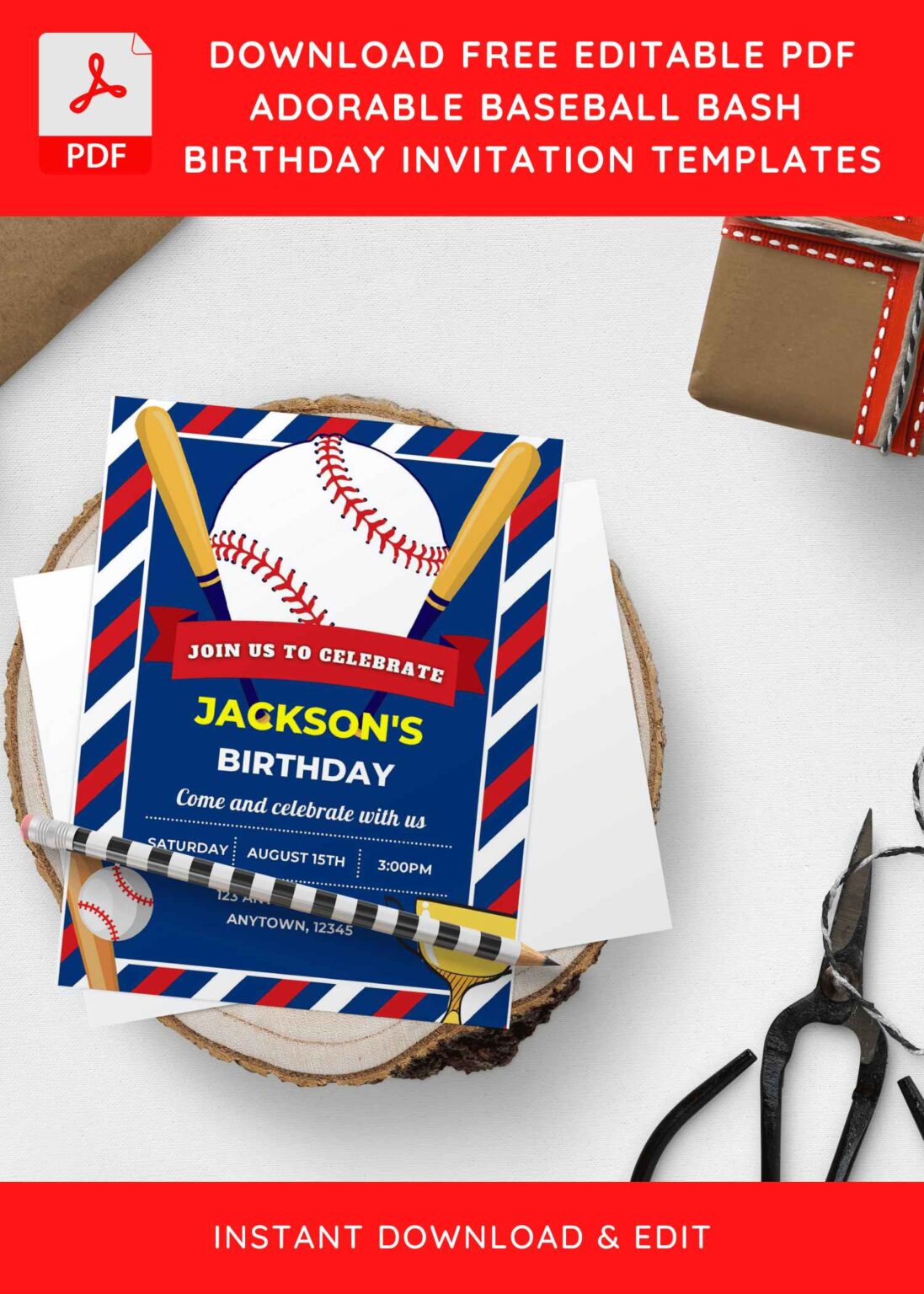 (Free Editable PDF) Baseball MVP Birthday Invitation Templates
