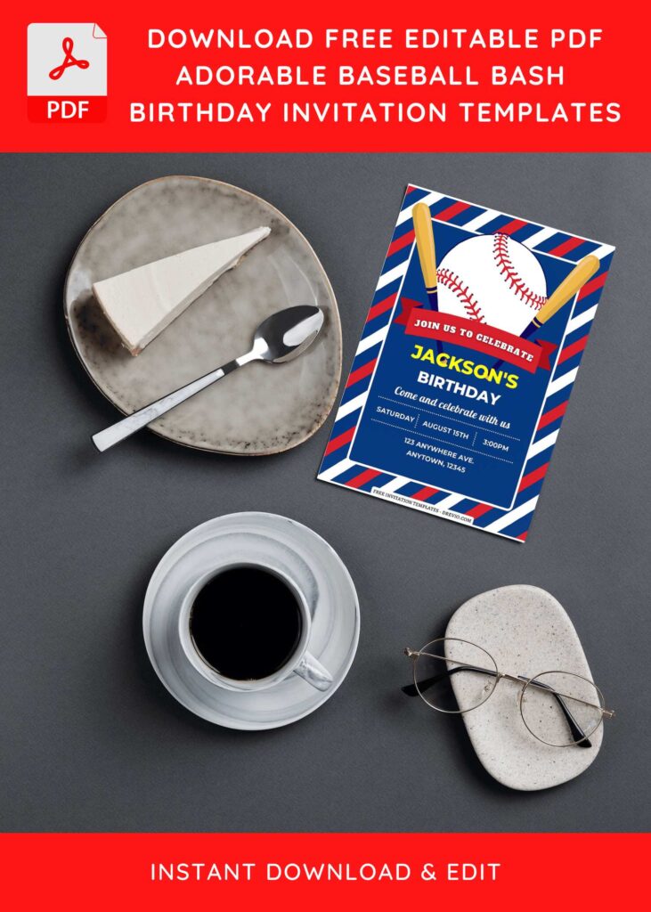 (Free Editable PDF) Baseball MVP Birthday Invitation Templates