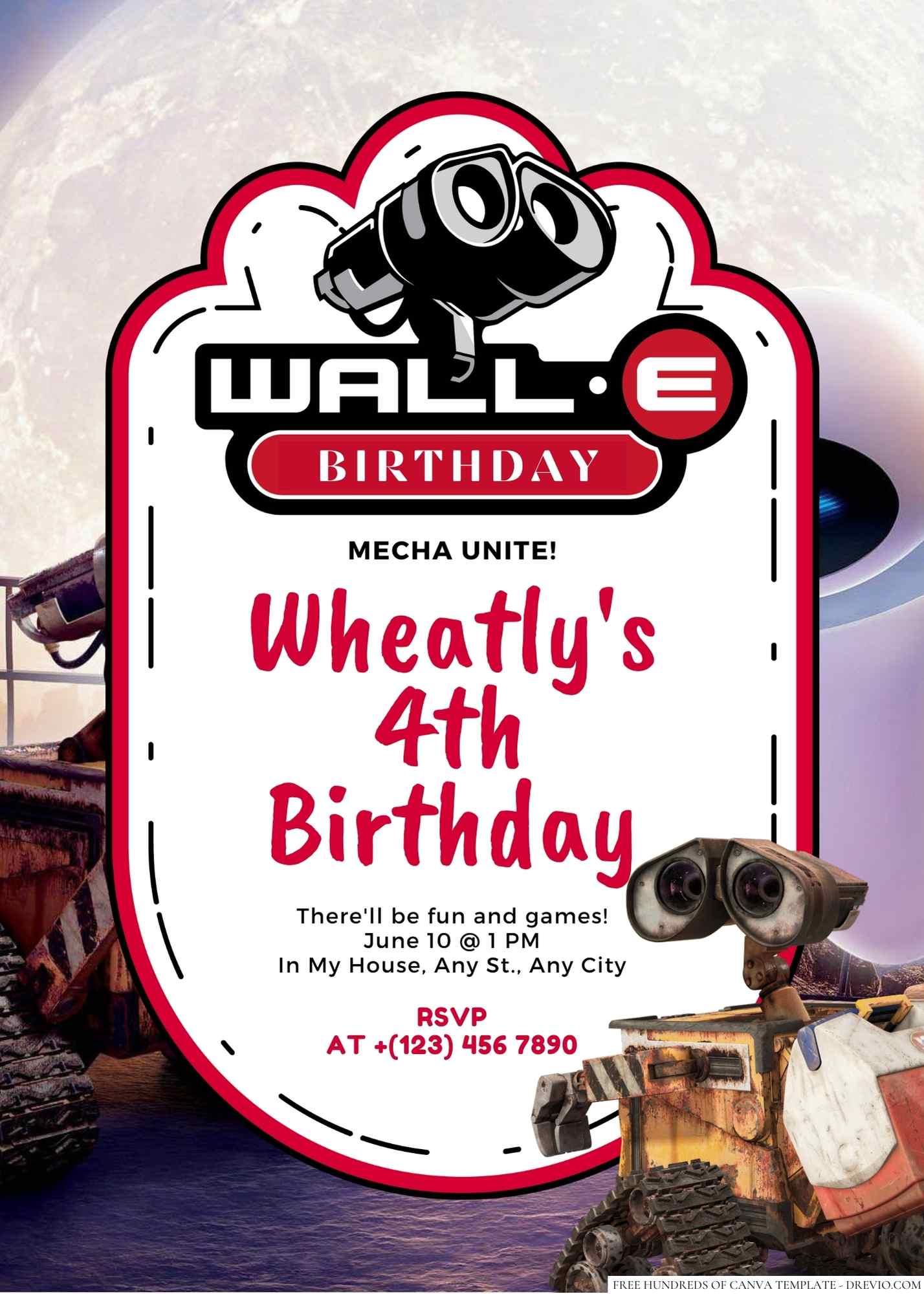 18+ WALL-E Canva Birthday Invitation Templates