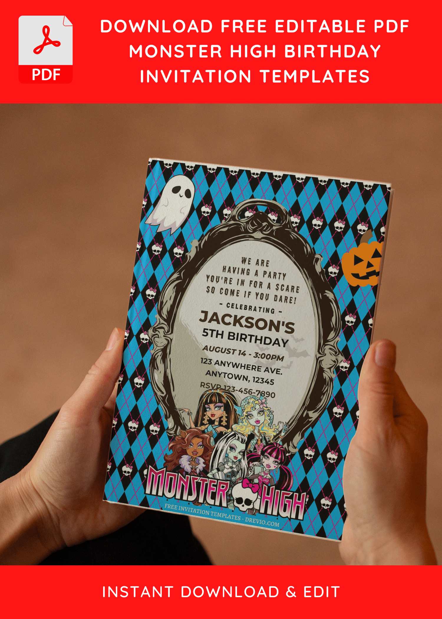 (Free Editable PDF) Monster High Birthday Invitation Templates