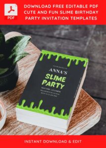 (Free Editable PDF) Cute Slime Birthday Party Invitation Templates