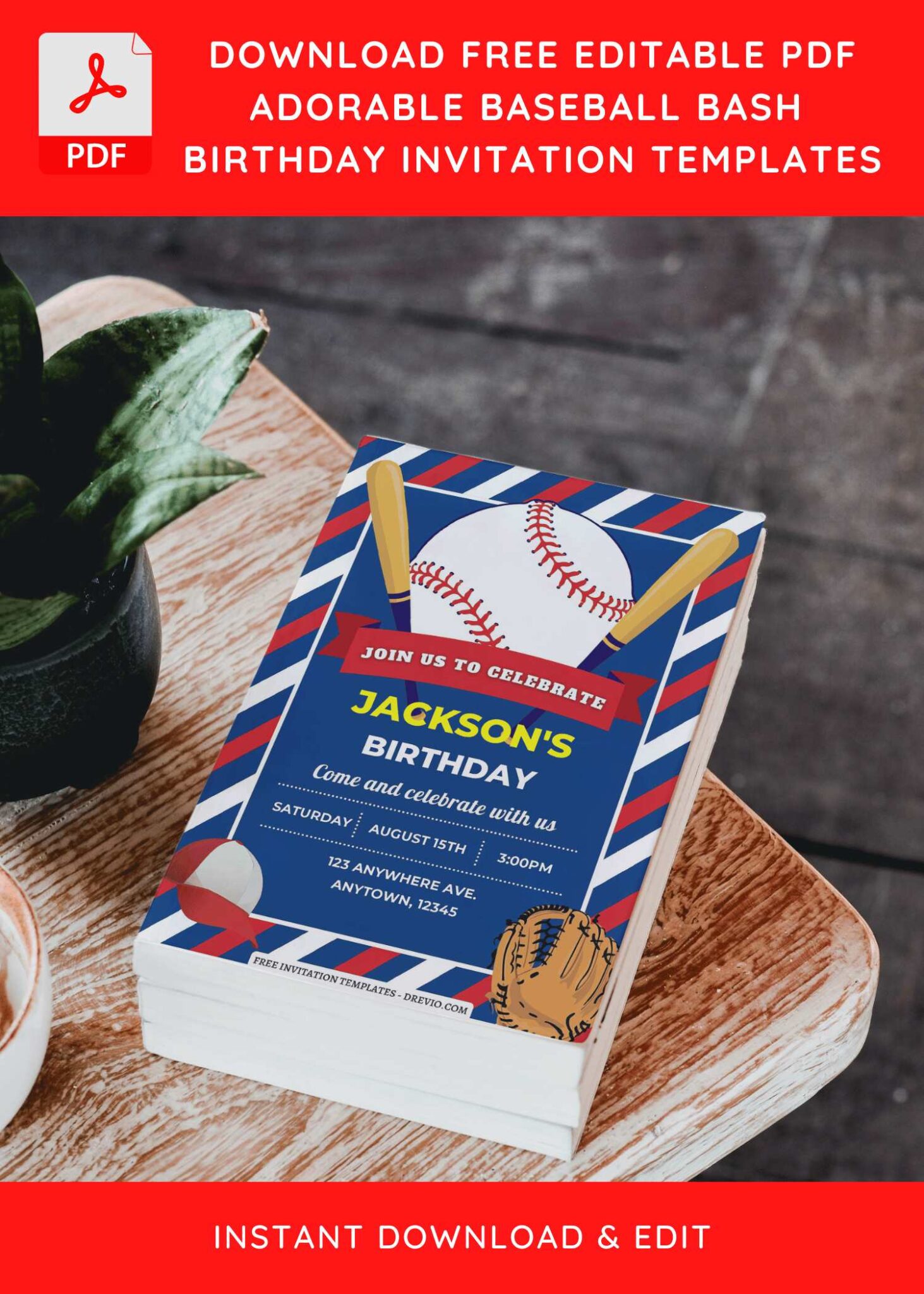 (Free Editable PDF) Baseball MVP Birthday Invitation Templates