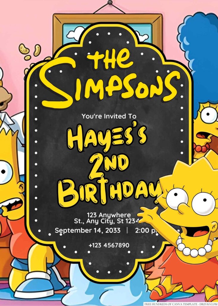 22+ The Simpsons Canva Birthday Invitation Templates