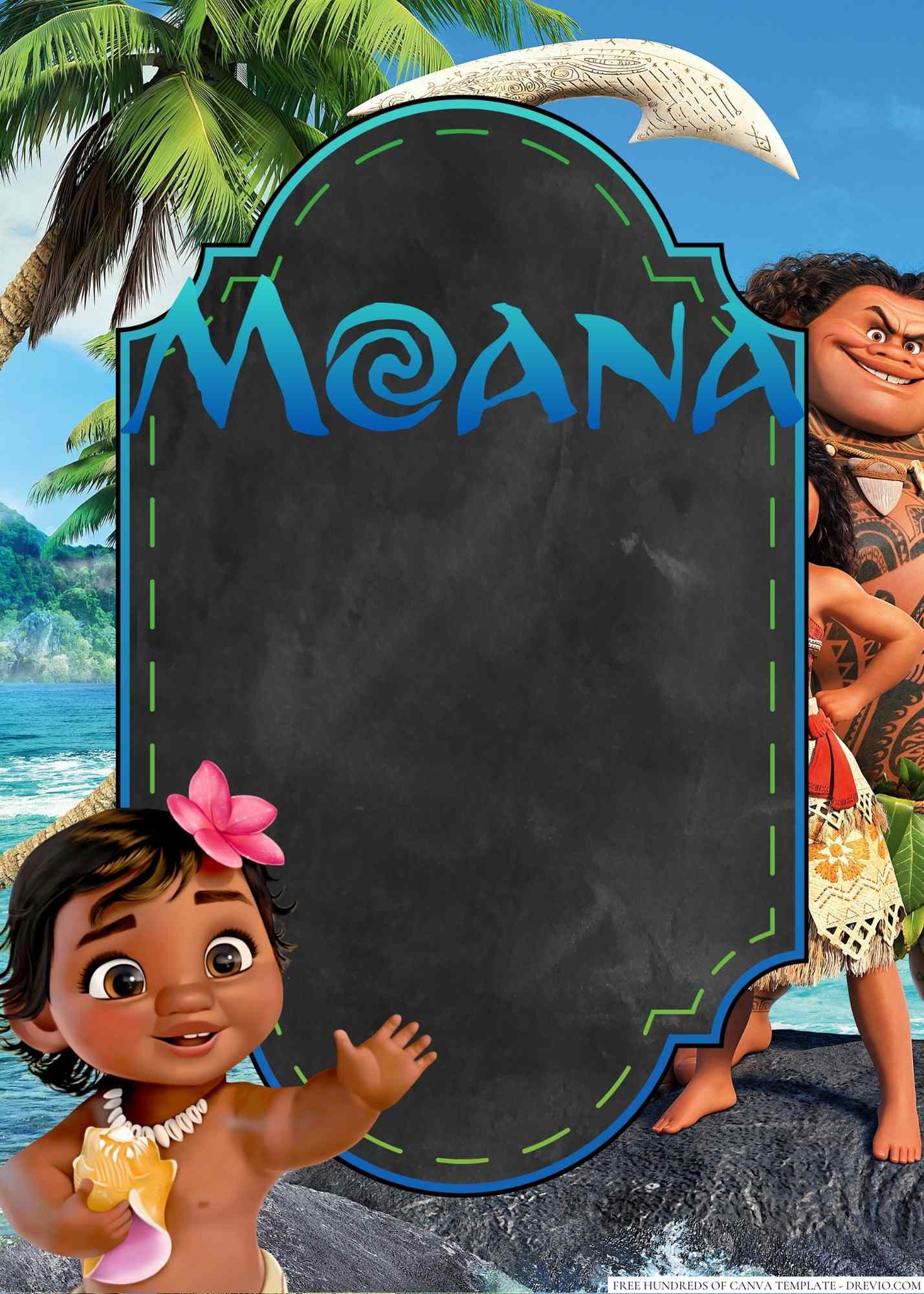 18+ Moana Canva Birthday Invitation Templates