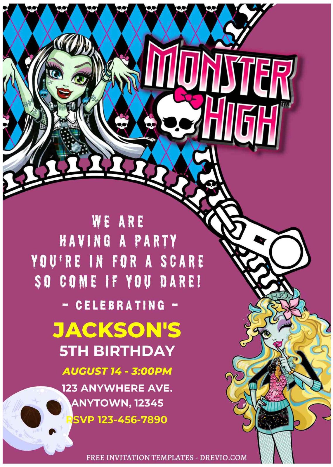(Free Editable PDF) Cute & Chic Monster High Birthday Invitation Templates