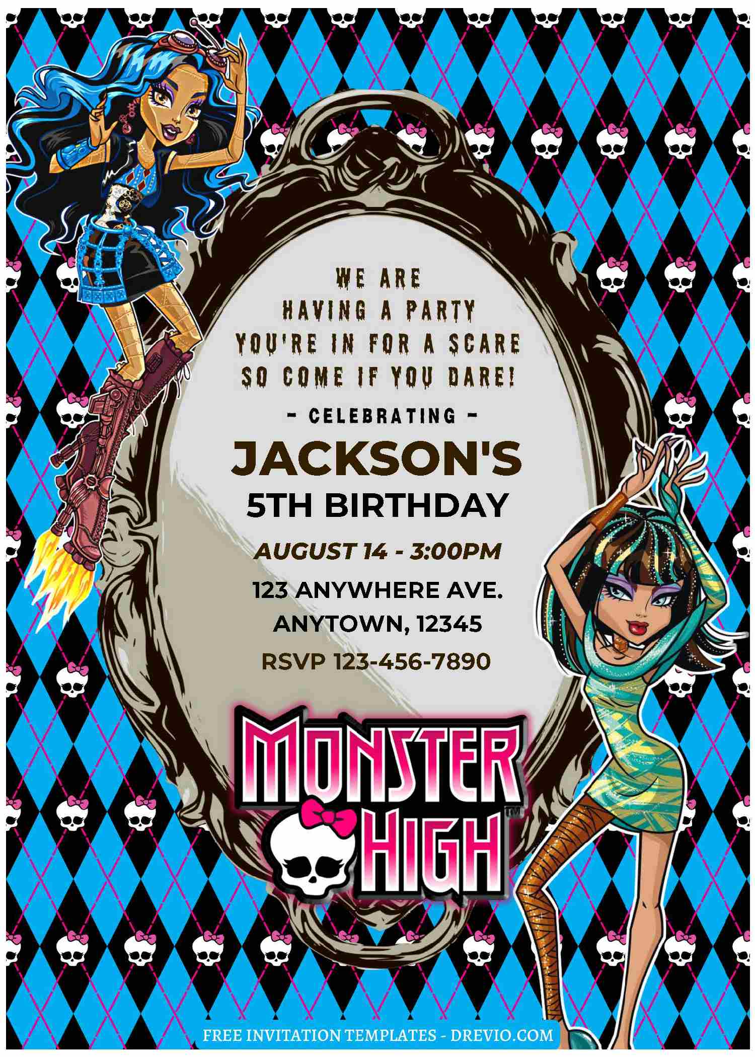 (Free Editable PDF) Monster High Birthday Invitation Templates