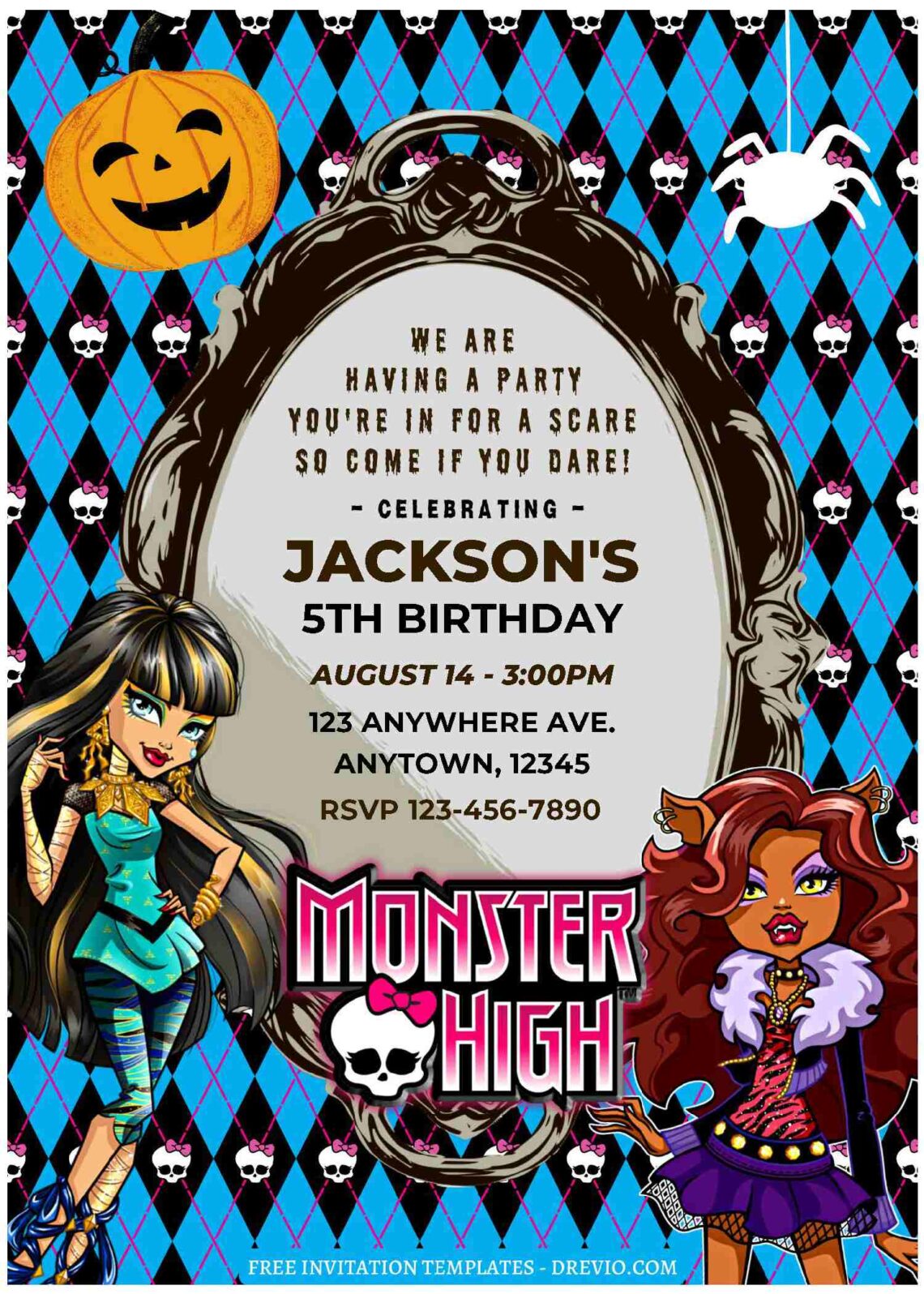 (Free Editable PDF) Monster High Birthday Invitation Templates