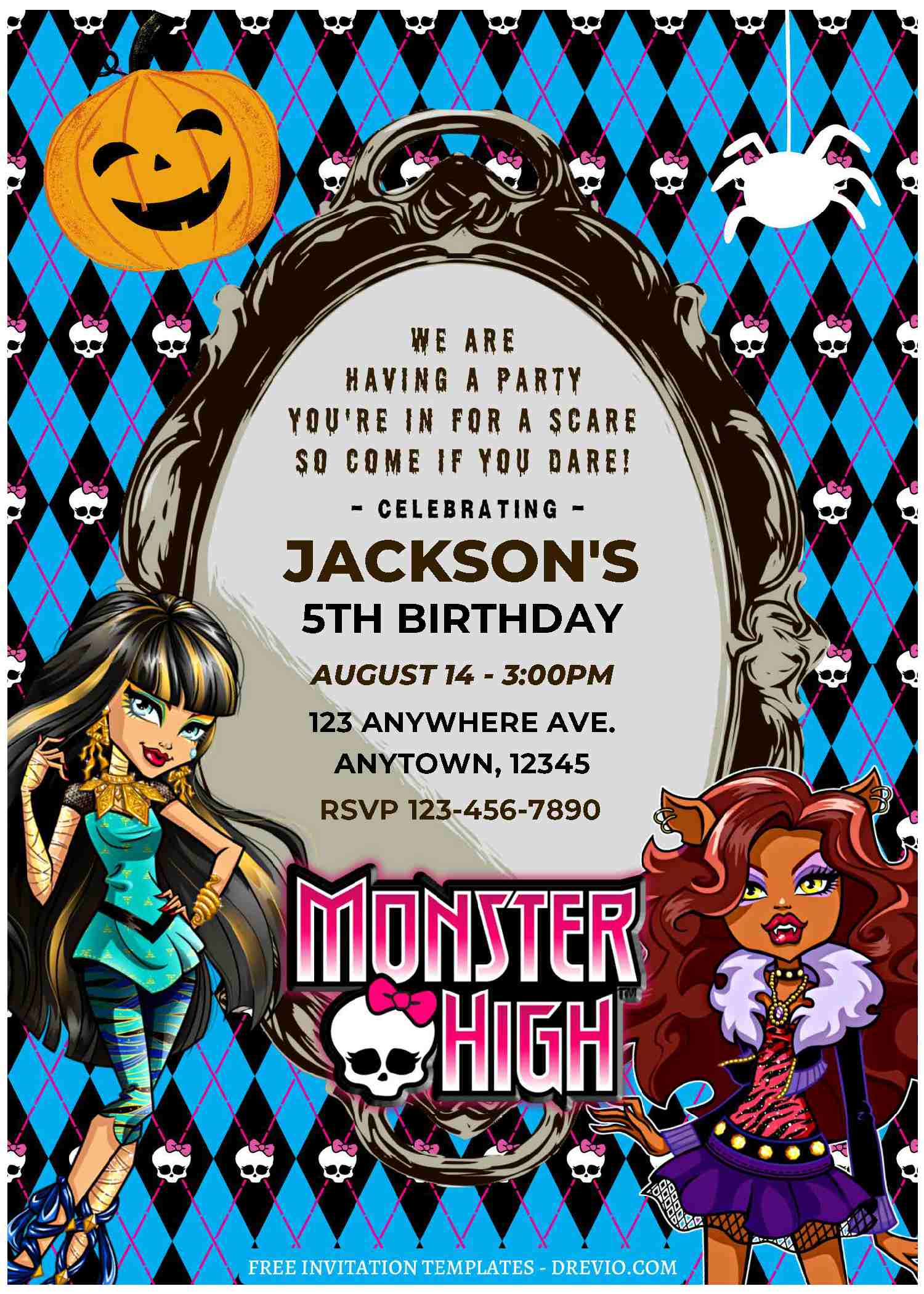 (Free Editable PDF) Monster High Birthday Invitation Templates