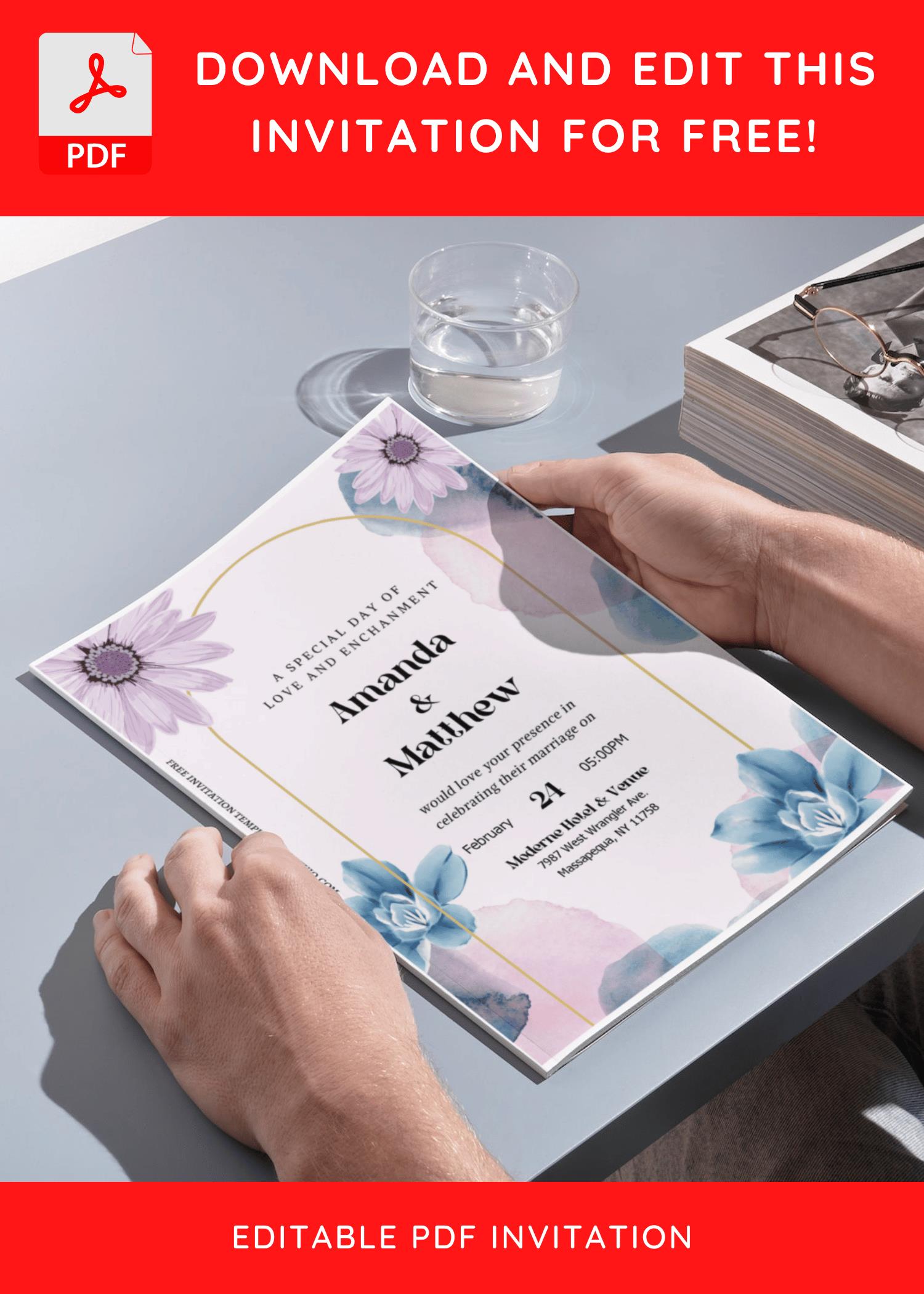 (Free Editable PDF) Pretty Purple Spring Wedding Invitation Templates