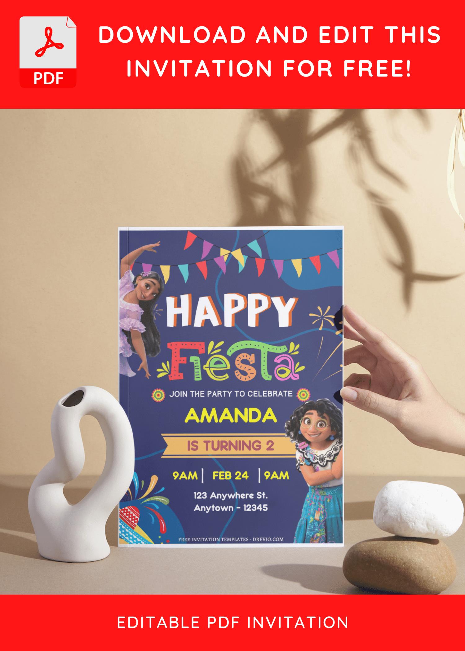 (Free Editable PDF) Charming Fiesta Disney Encanto Birthday Invitation ...