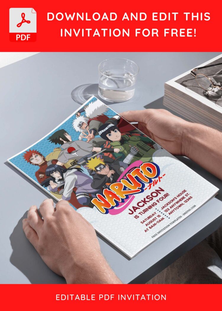 (Free Editable PDF) Epic Ninja Party Naruto Birthday Invitation Templates