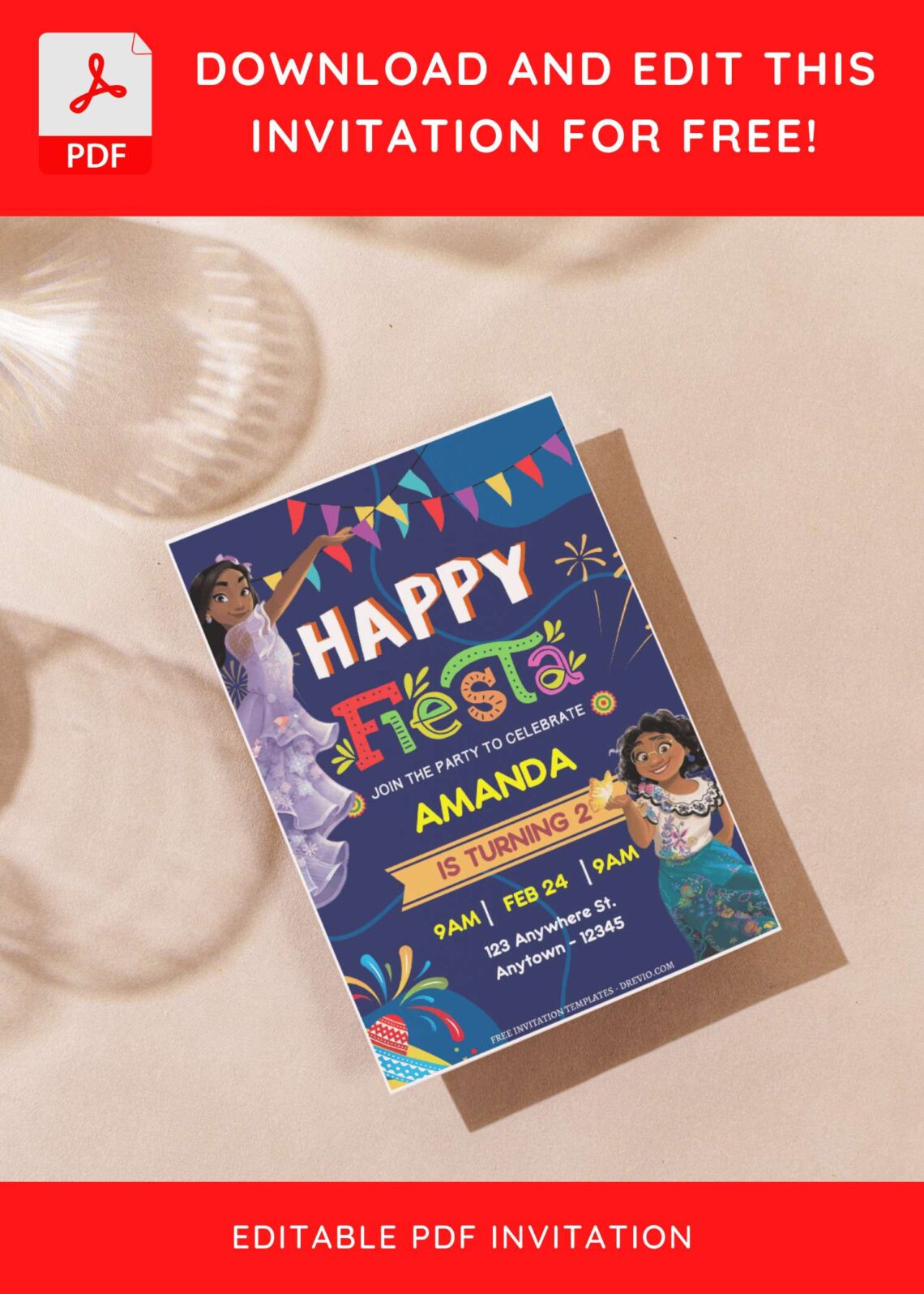(Free Editable PDF) Charming Fiesta Disney Encanto Birthday Invitation ...