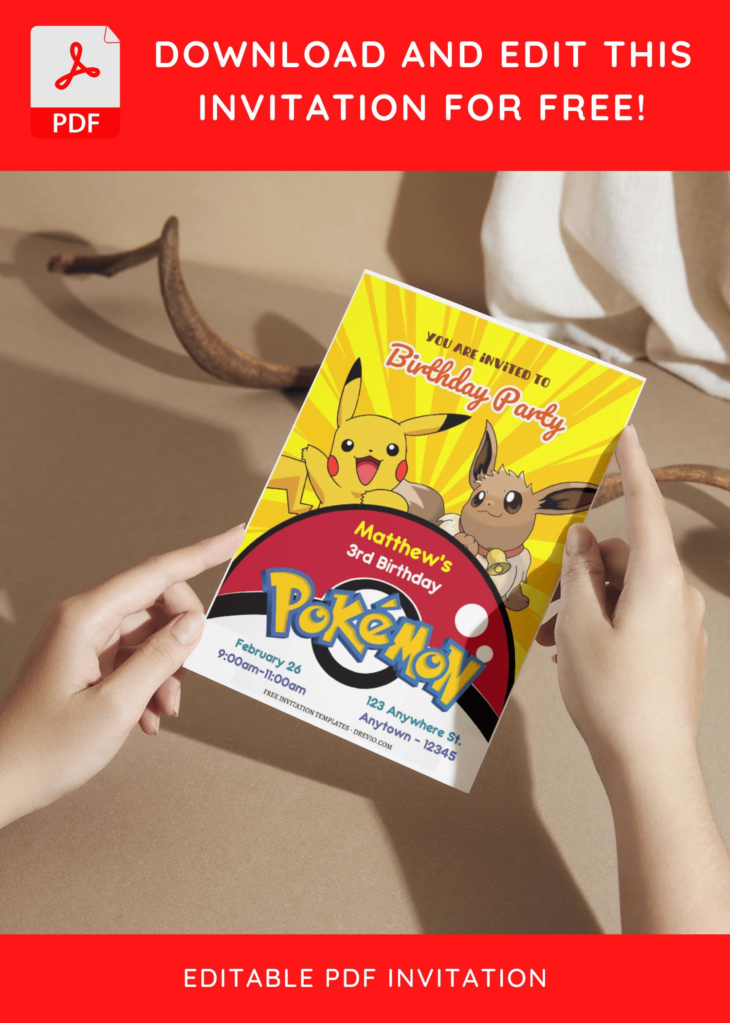 (Free Editable PDF) Get Ready To Evolve Pokemon Birthday Invitation ...