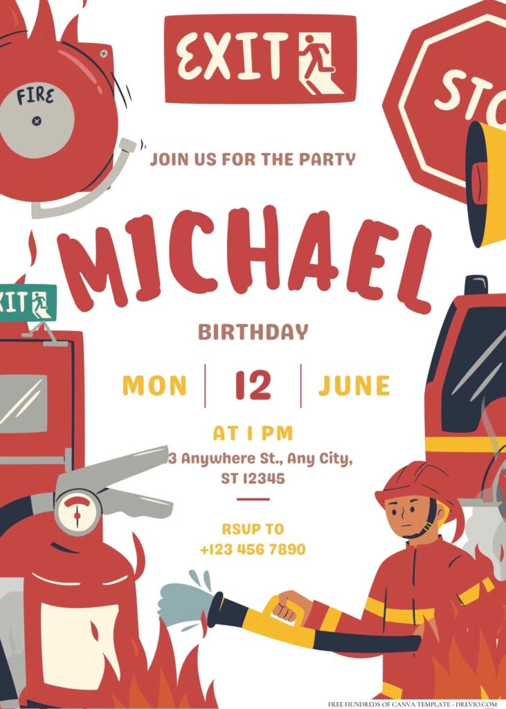 18+ FireFighter Birthday Invitation Templates