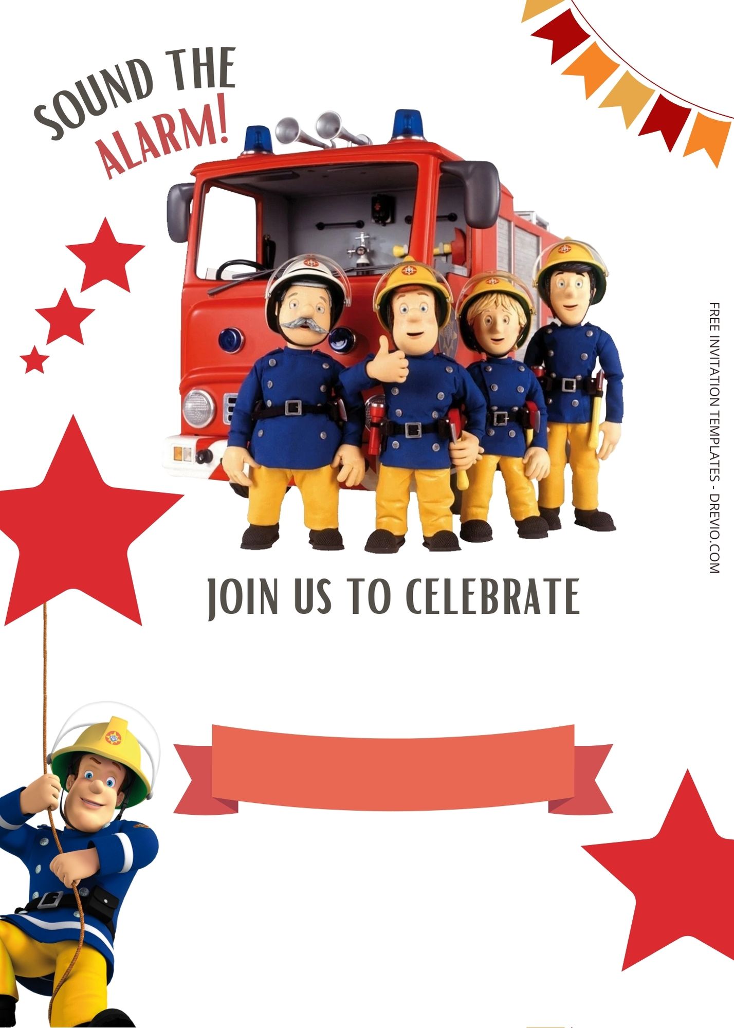 FREE Fireman Sam Birthday Invitation Templates