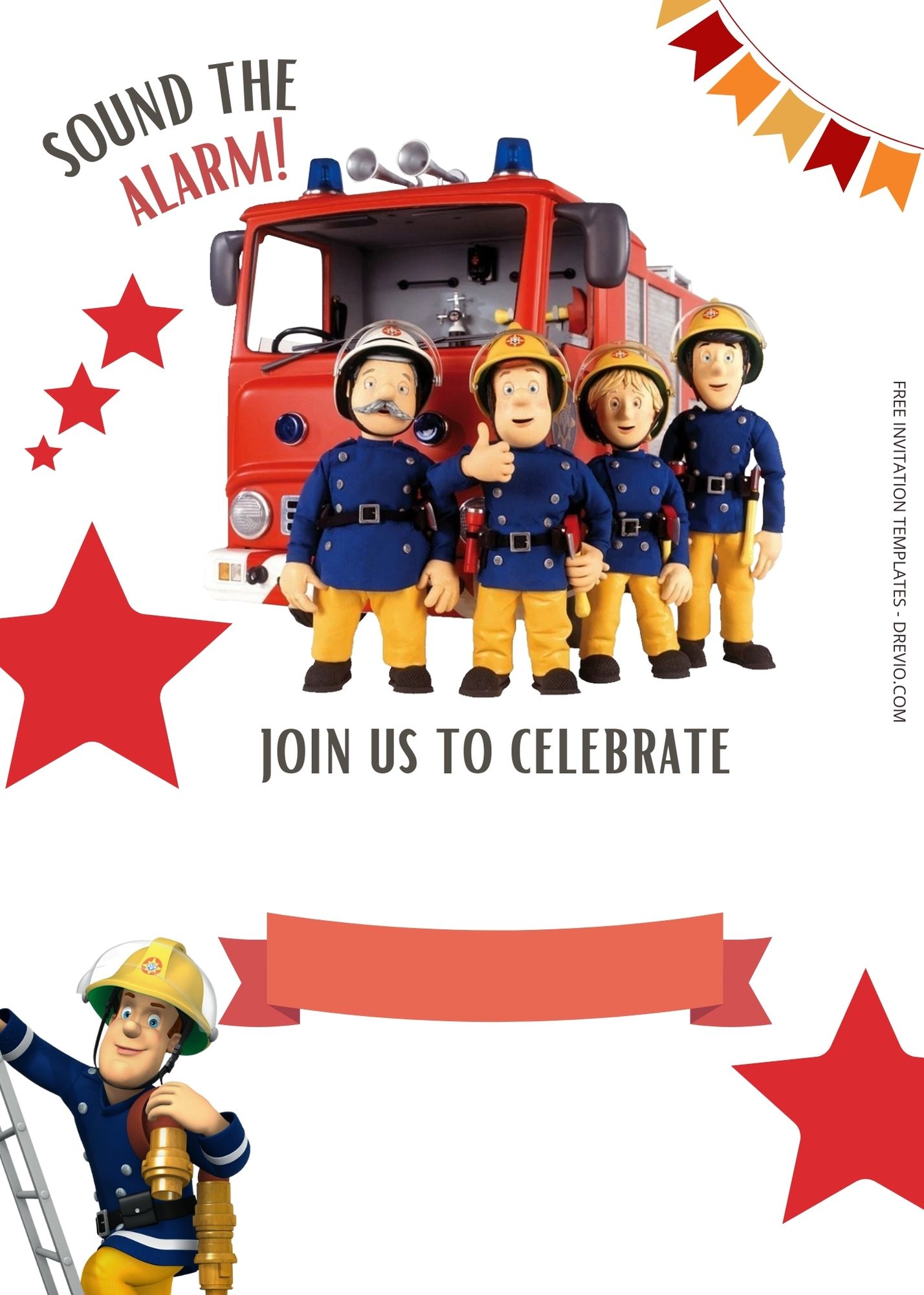 FREE Fireman Sam Birthday Invitation Templates