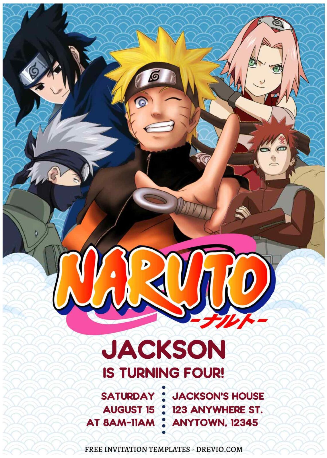 (Free Editable PDF) Epic Ninja Party Naruto Birthday Invitation Templates