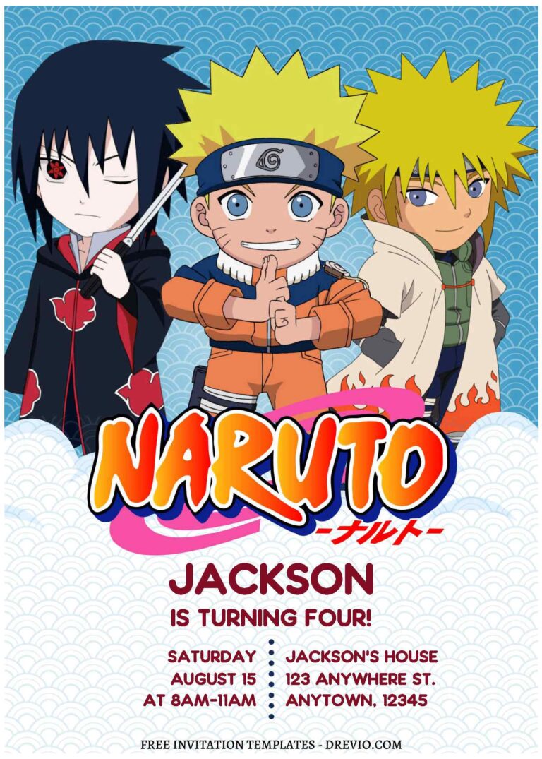 (Free Editable PDF) Epic Ninja Party Naruto Birthday Invitation Templates