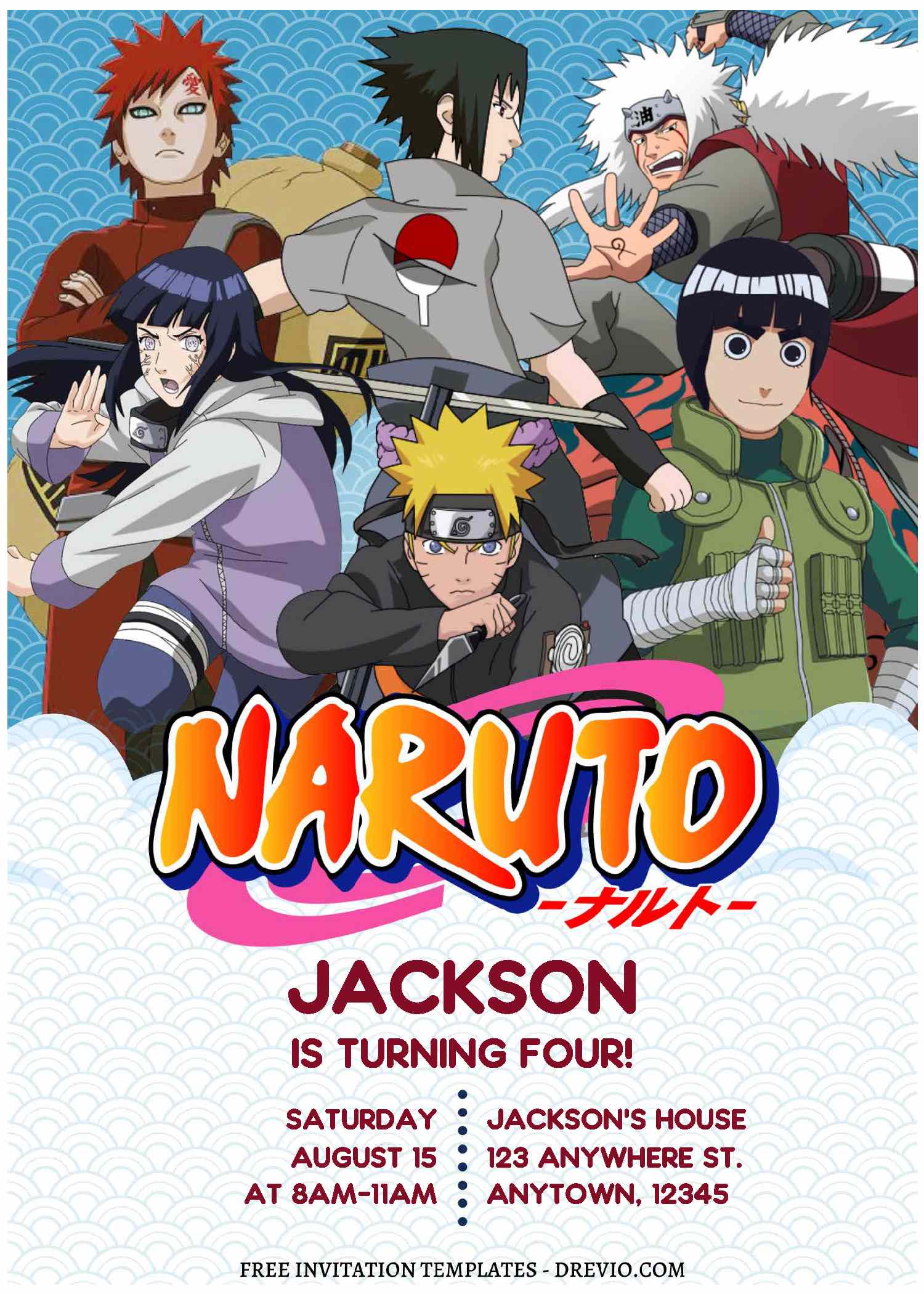 (Free Editable PDF) Epic Ninja Party Naruto Birthday Invitation Templates