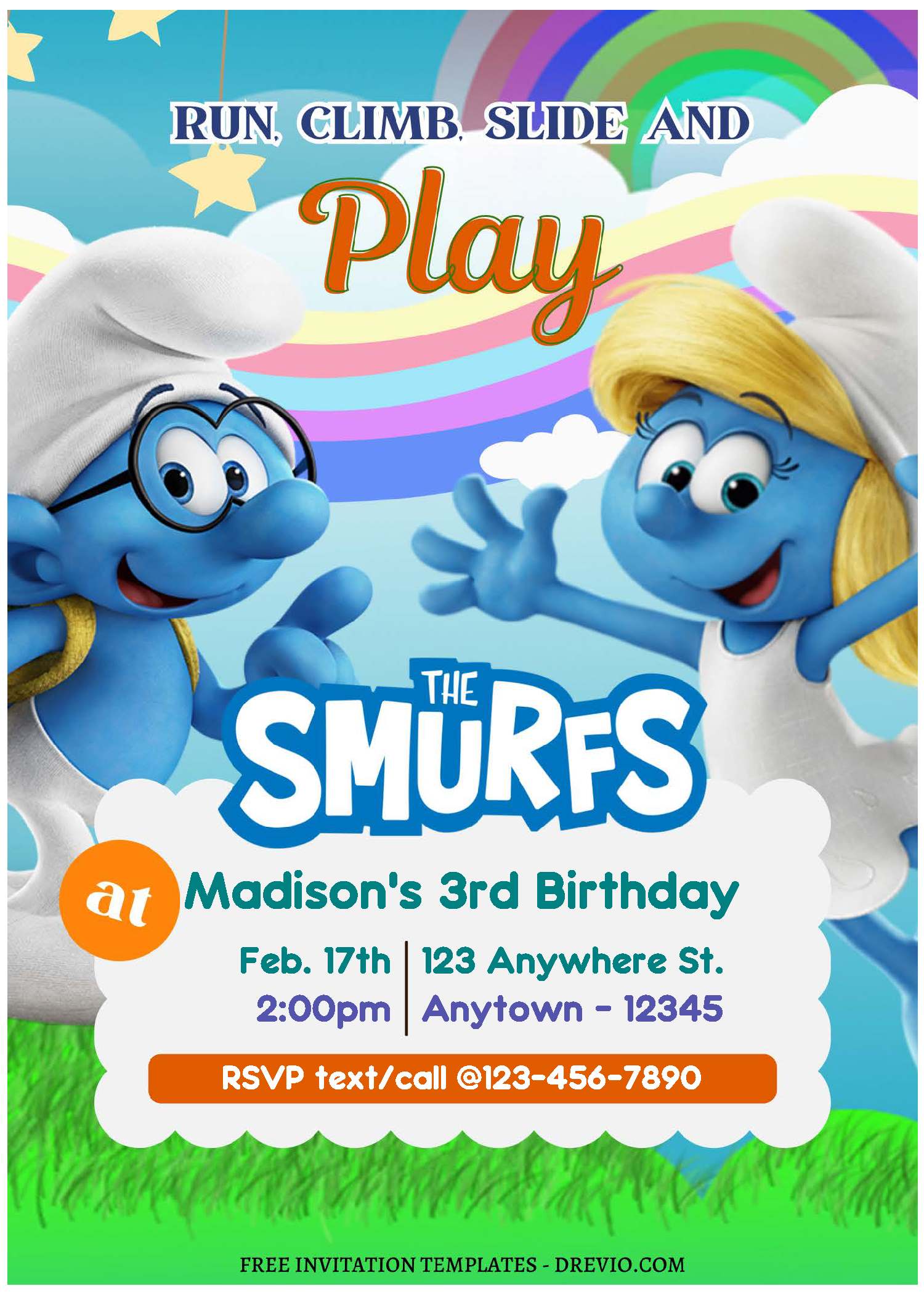 (Free Editable PDF) Magical Smurfs Birthday Invitation Templates