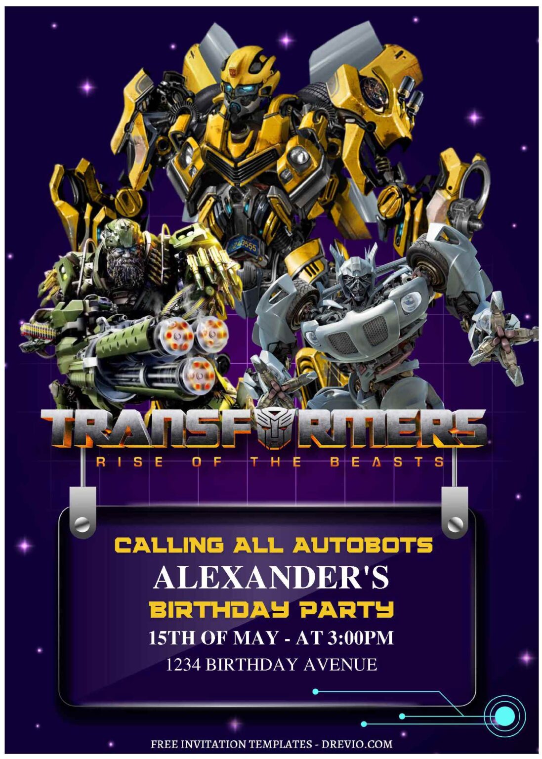 (Free Editable PDF) Rev Up The Party Transformers Birthday Invitation ...
