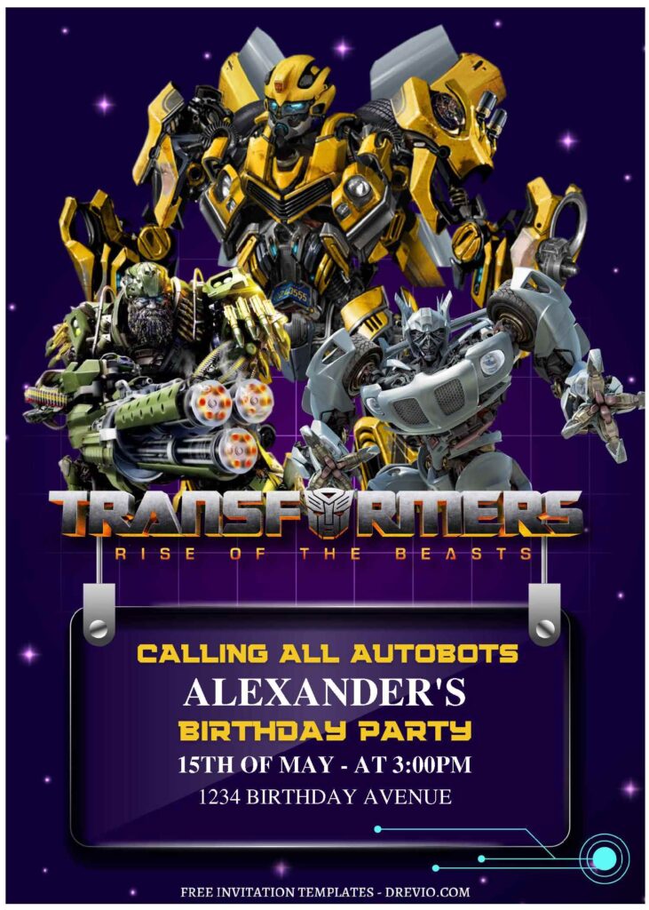 (Free Editable PDF) Rev Up The Party Transformers Birthday Invitation ...