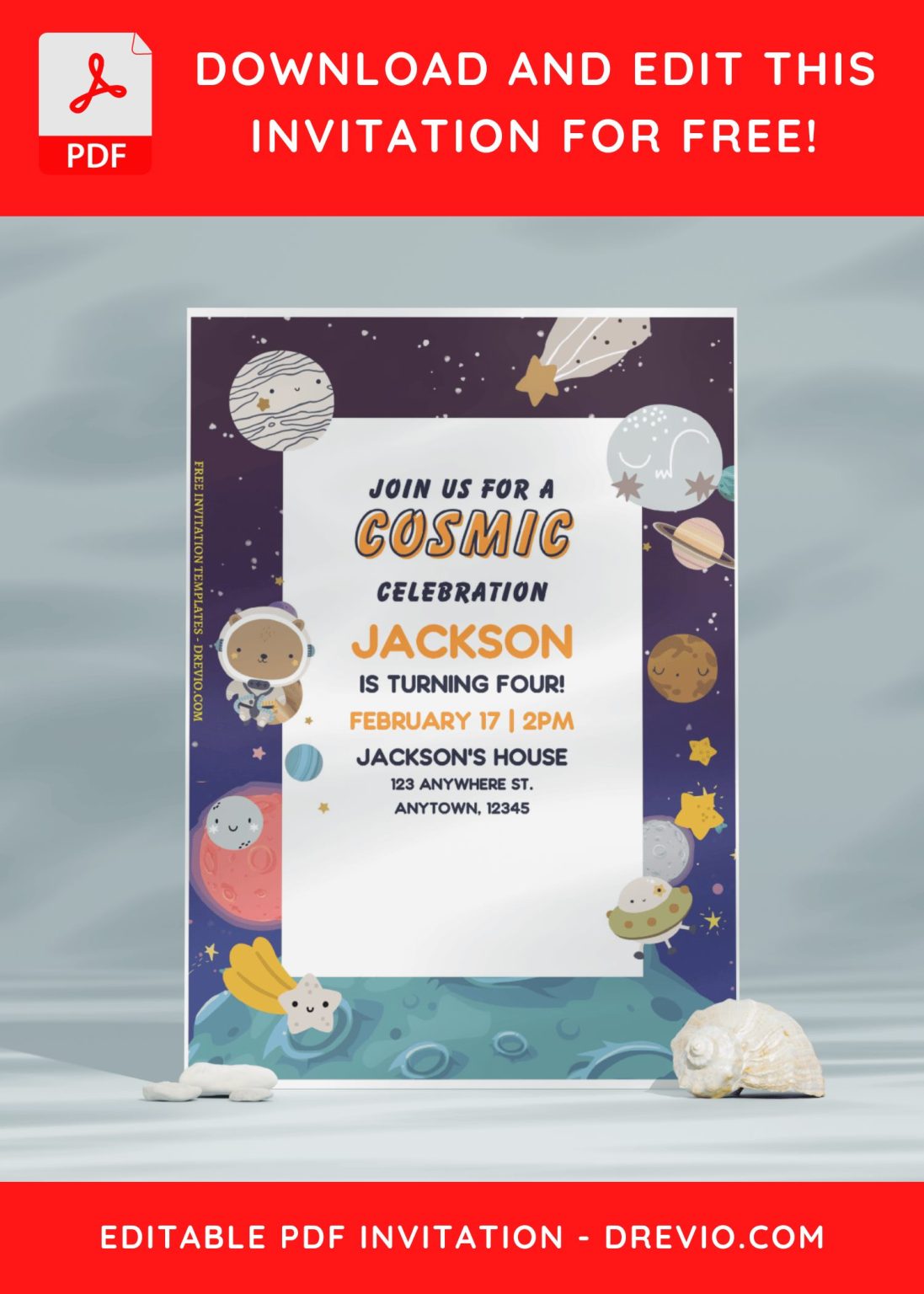 (Free Editable PDF) Cosmic Birthday Bash Invitation Templates For Any Ages