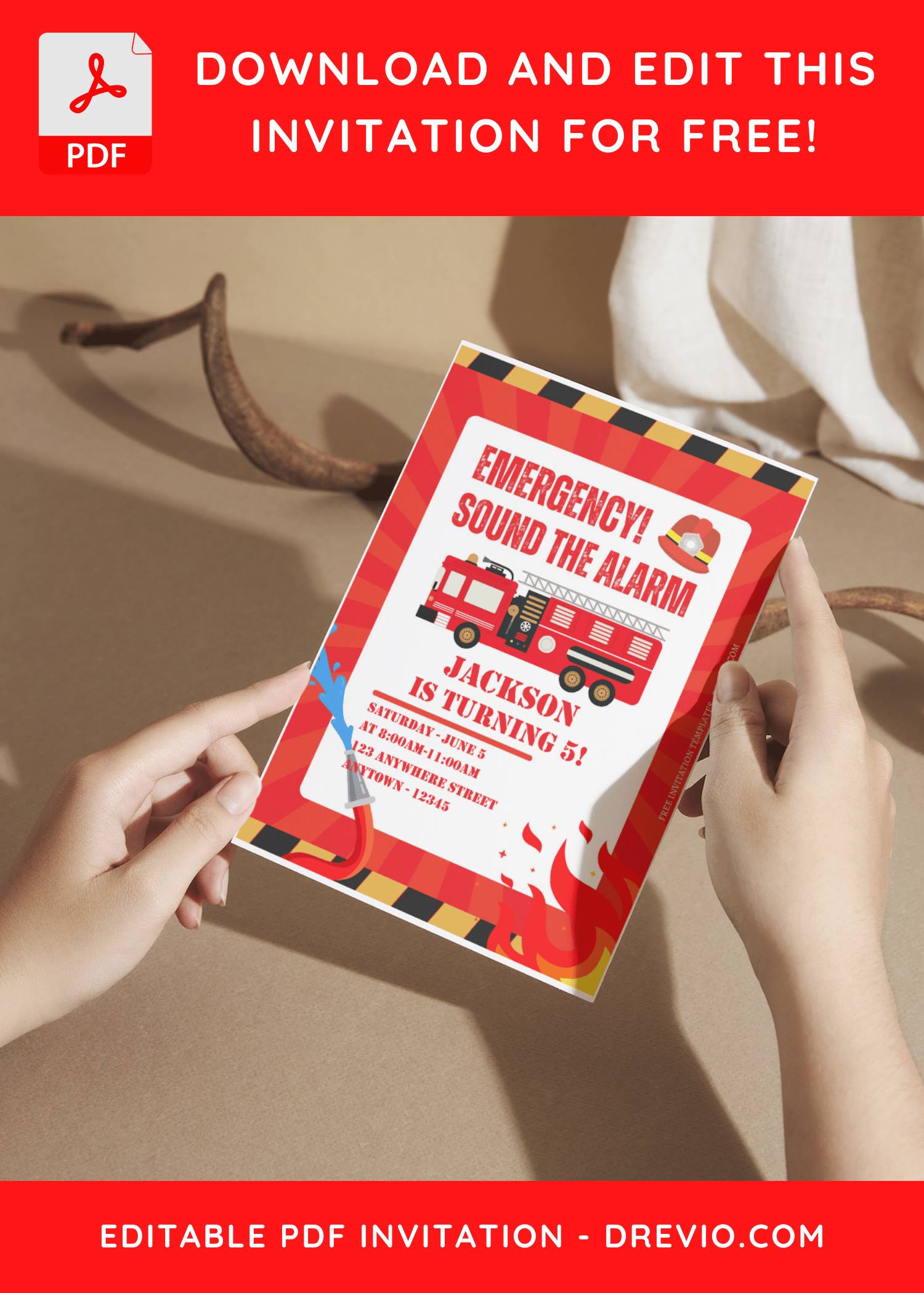 (Free Editable PDF) Blazing Fun Firefighter Birthday Invitation Templates