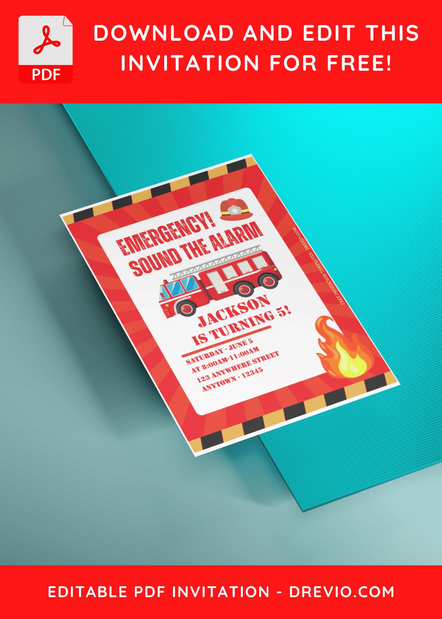 (Free Editable PDF) Blazing Fun Firefighter Birthday Invitation Templates