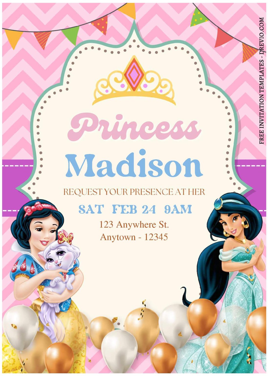 (Free Editable PDF) Gorgeous Disney Princess Birthday Invitation Templates