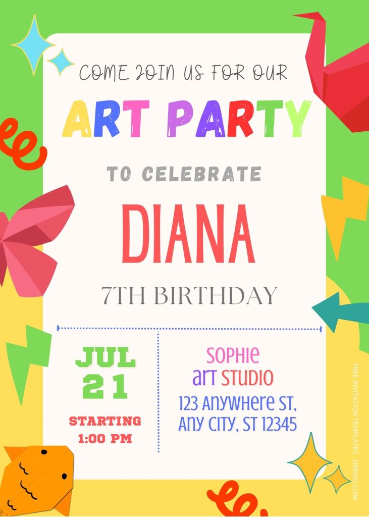 FREE Art & Craft Birthday Invitation Templates
