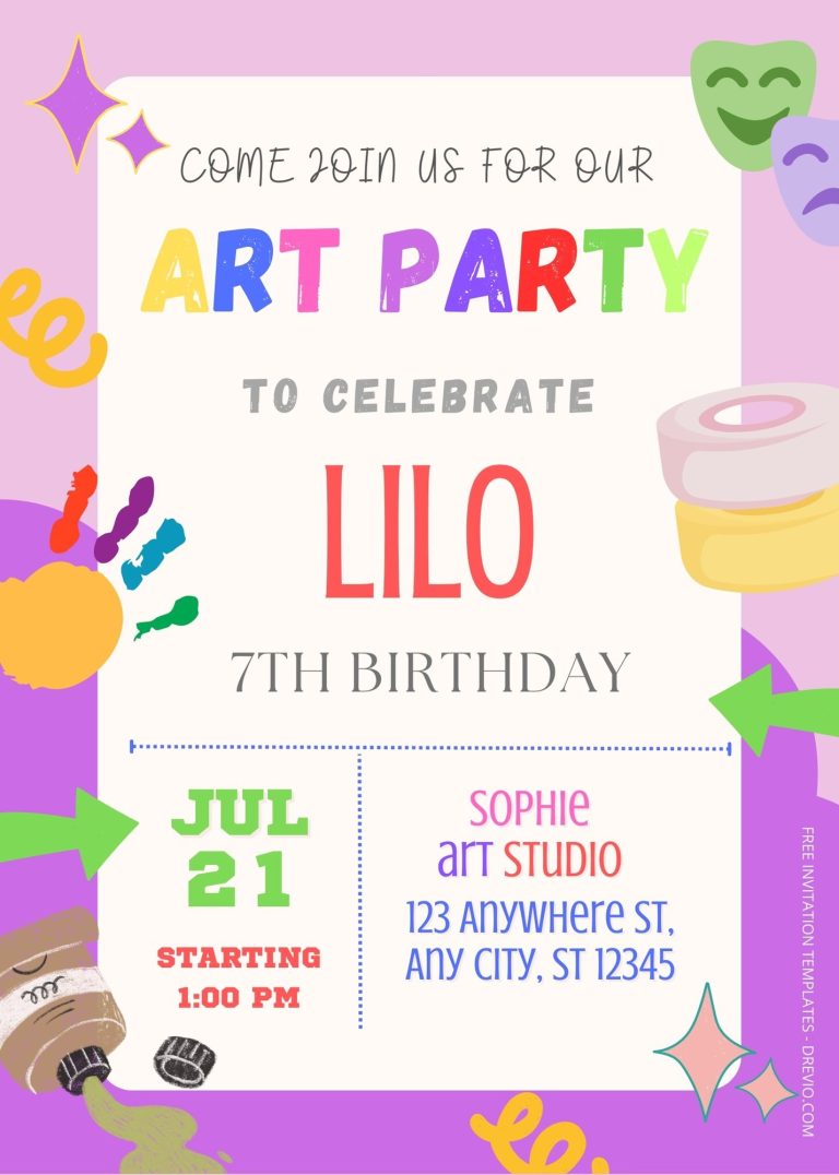 FREE Art & Craft Birthday Invitation Templates