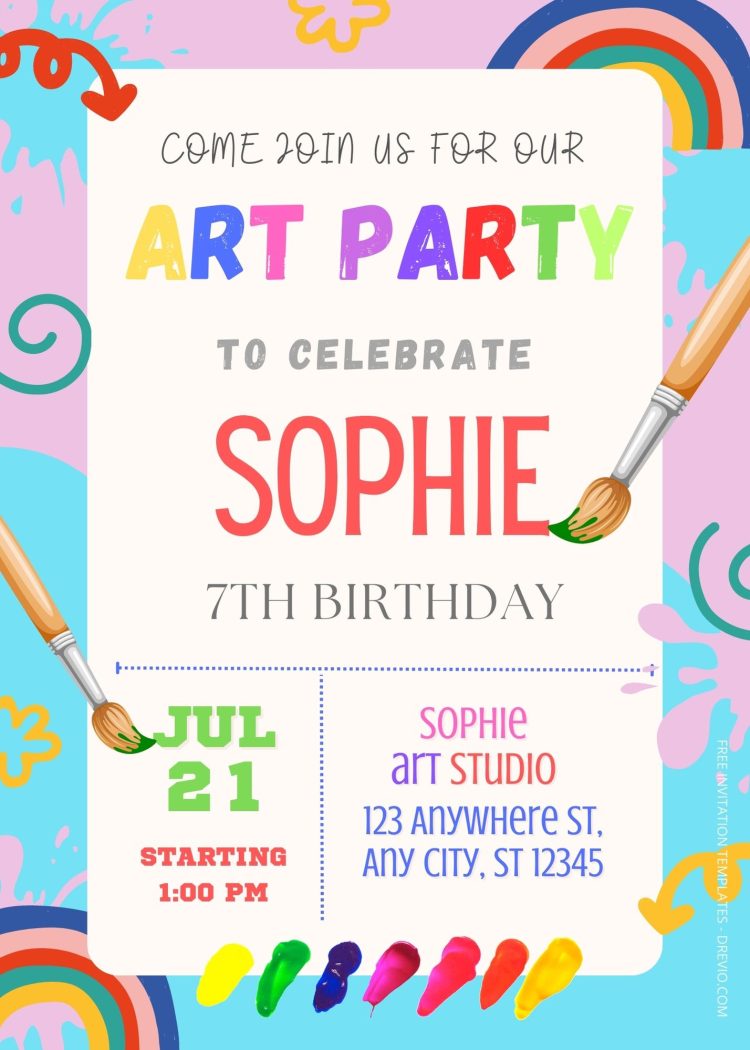 FREE Art & Craft Birthday Invitation Templates