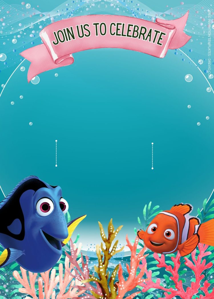 FREE Under The Sea Finding Nemo Birthday Invitation Templates