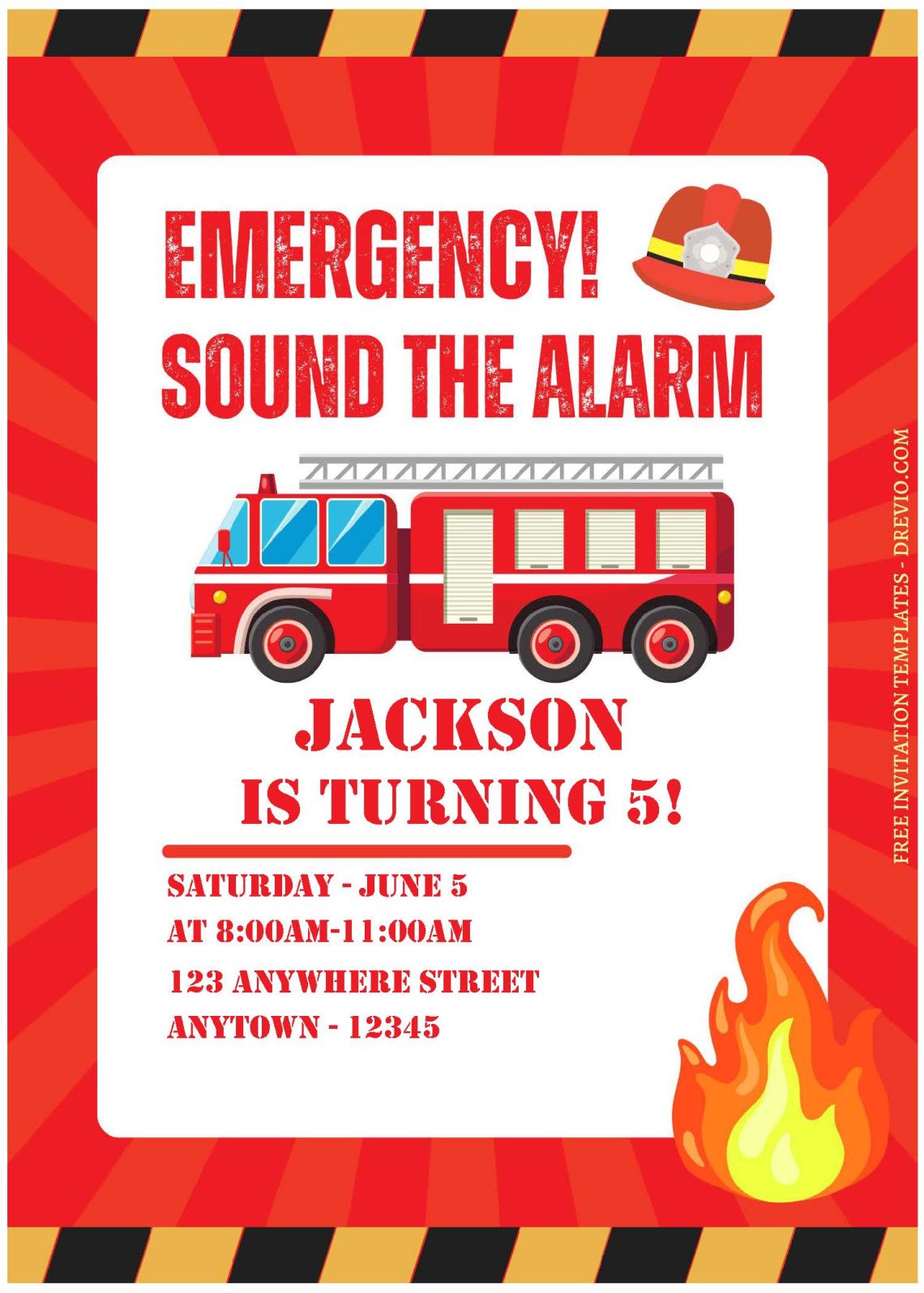 (Free Editable PDF) Blazing Fun Firefighter Birthday Invitation Templates