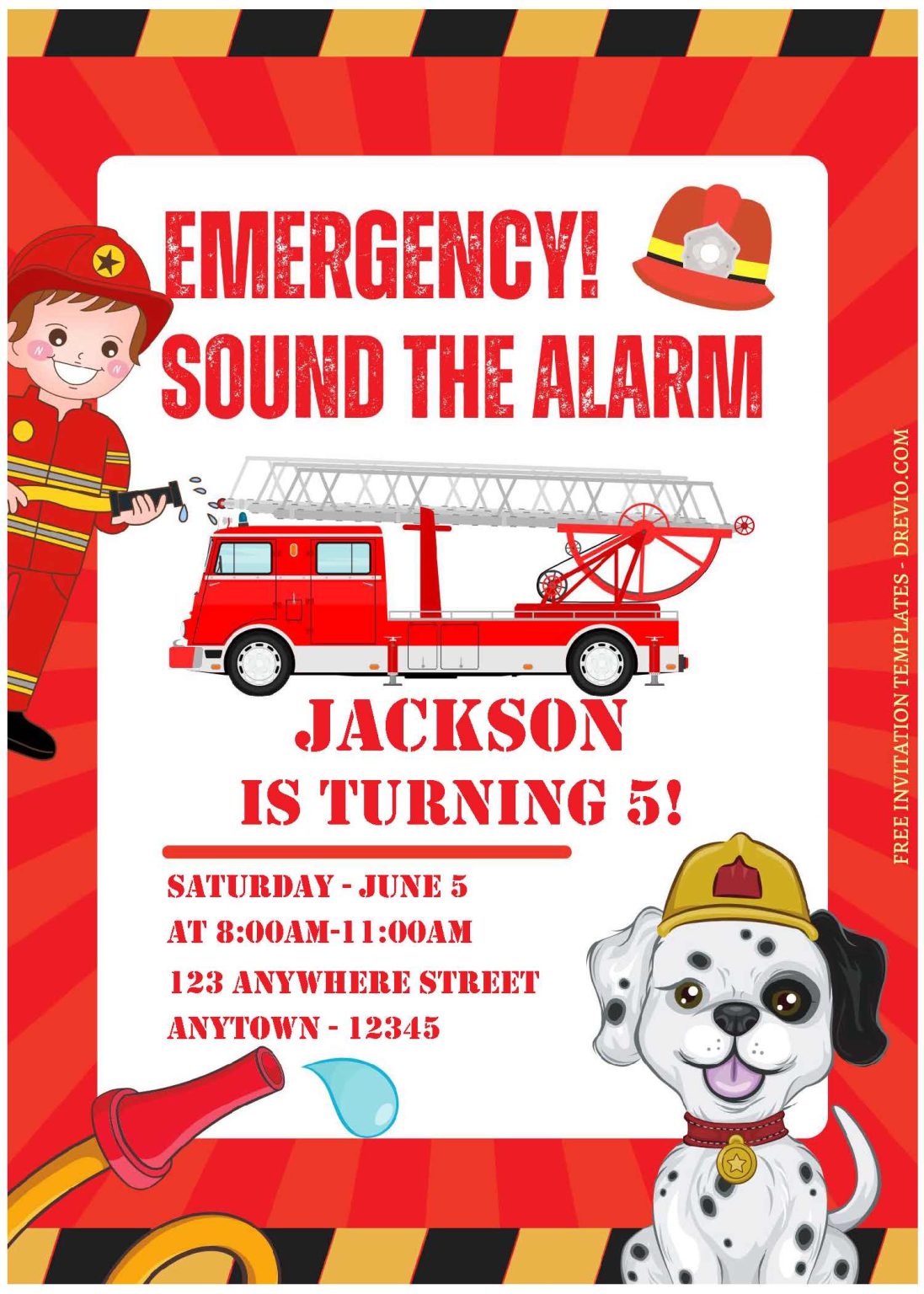 (Free Editable PDF) Blazing Fun Firefighter Birthday Invitation Templates