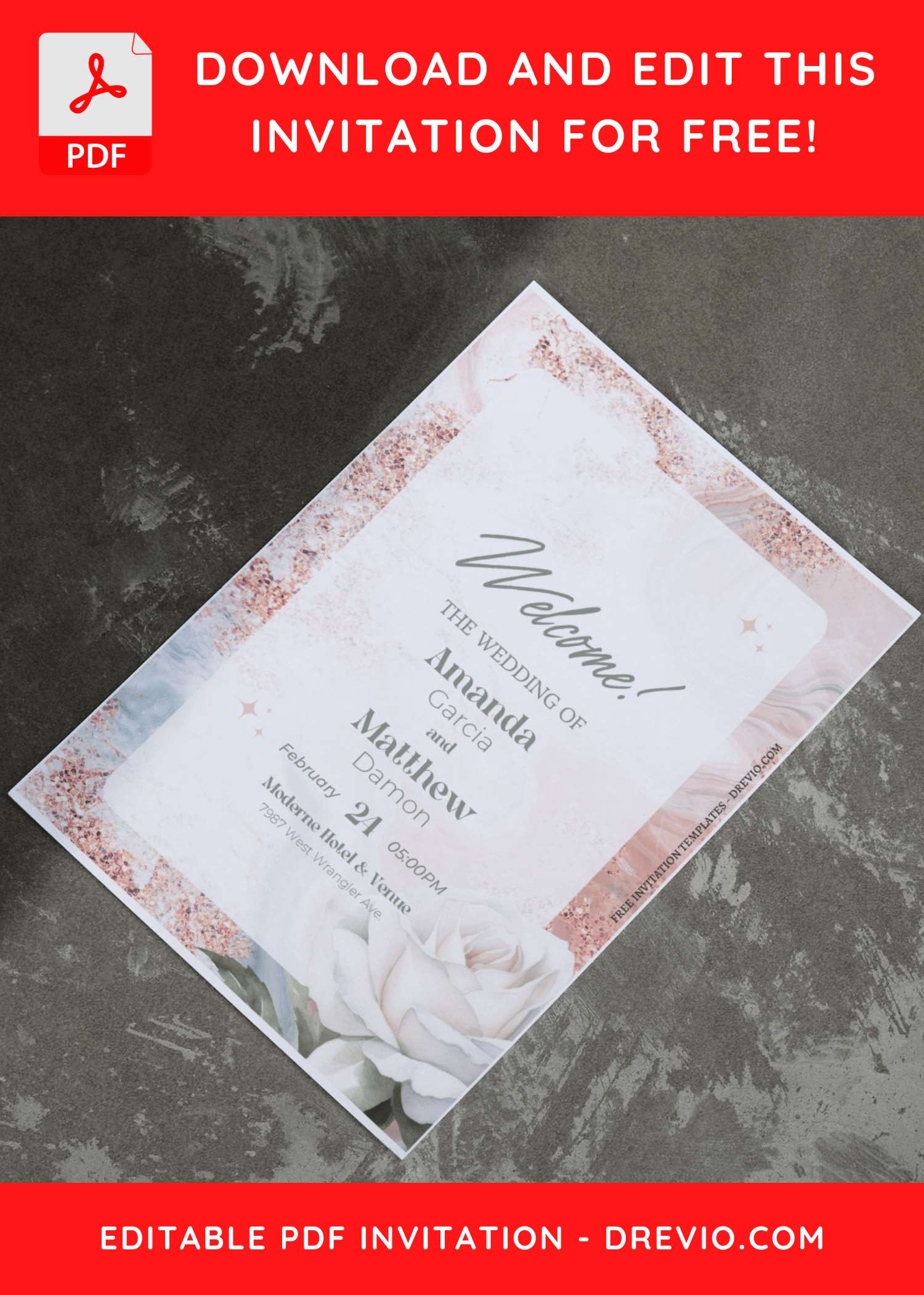 (Free Editable PDF) Nature's Embrace Wedding Invitation Templates
